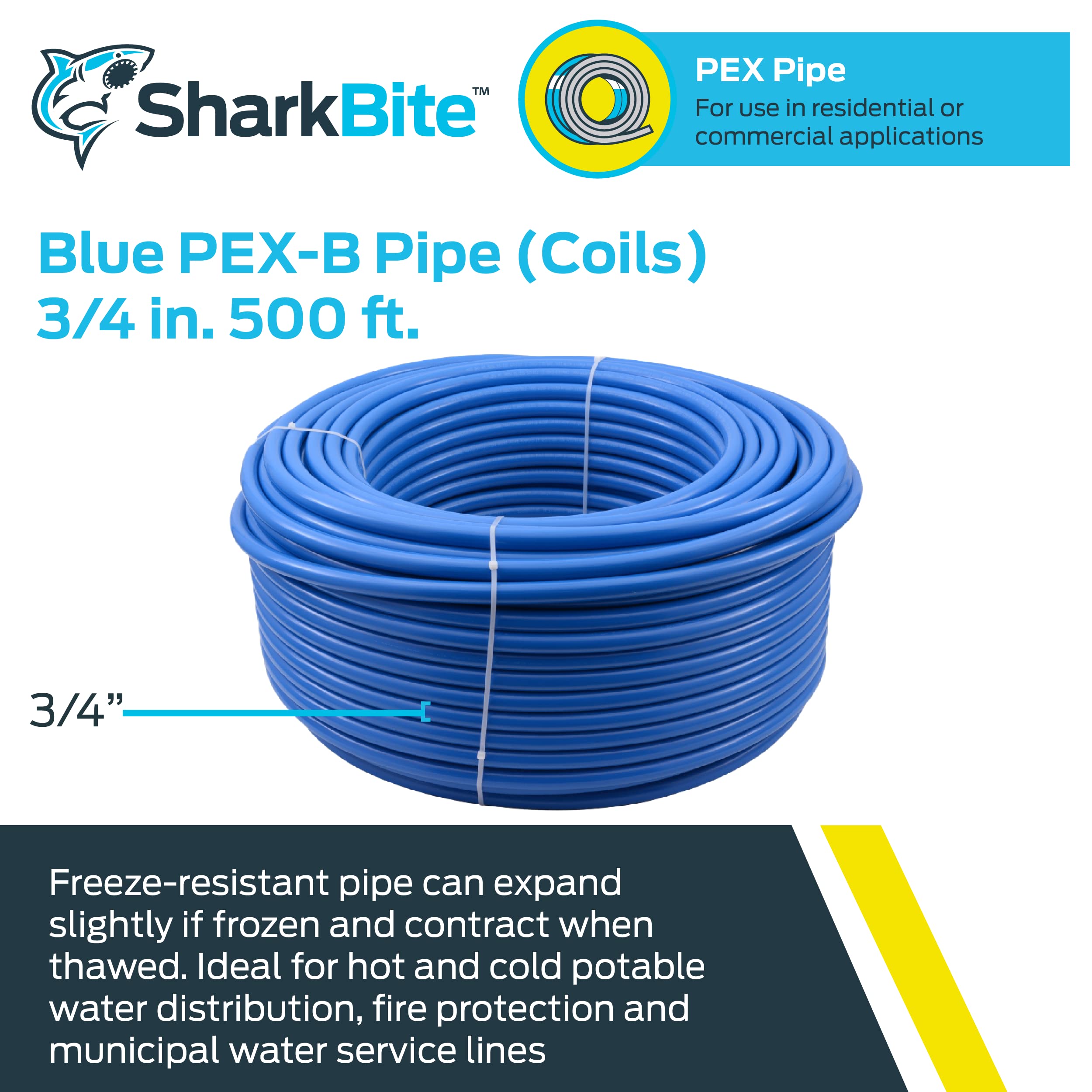 Buy SharkBite U870B500 PEX Pipe 3/4 Inch, Blue, Flexible Water Pipe ...
