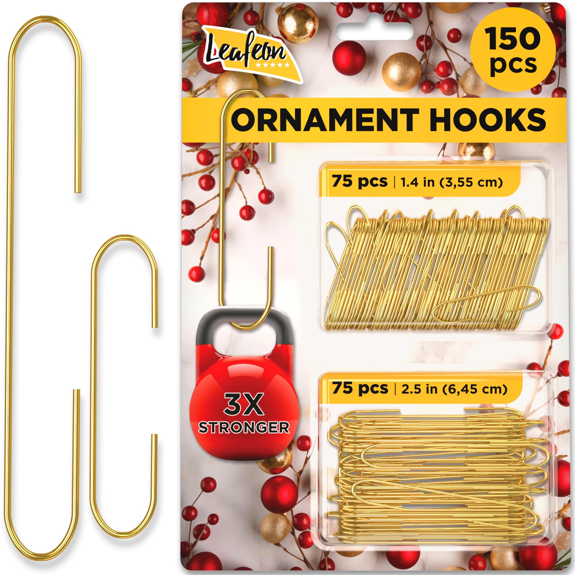 Amazon.com: Leafeon Christmas Ornament Hooks 150 Pack - Gold Xmas ...