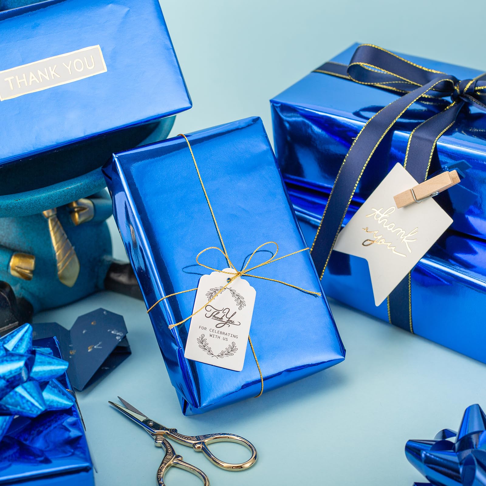 Snapklik.com : MAYPLUSS Metallic Royal Blue Wrapping Paper Jumbo Roll ...