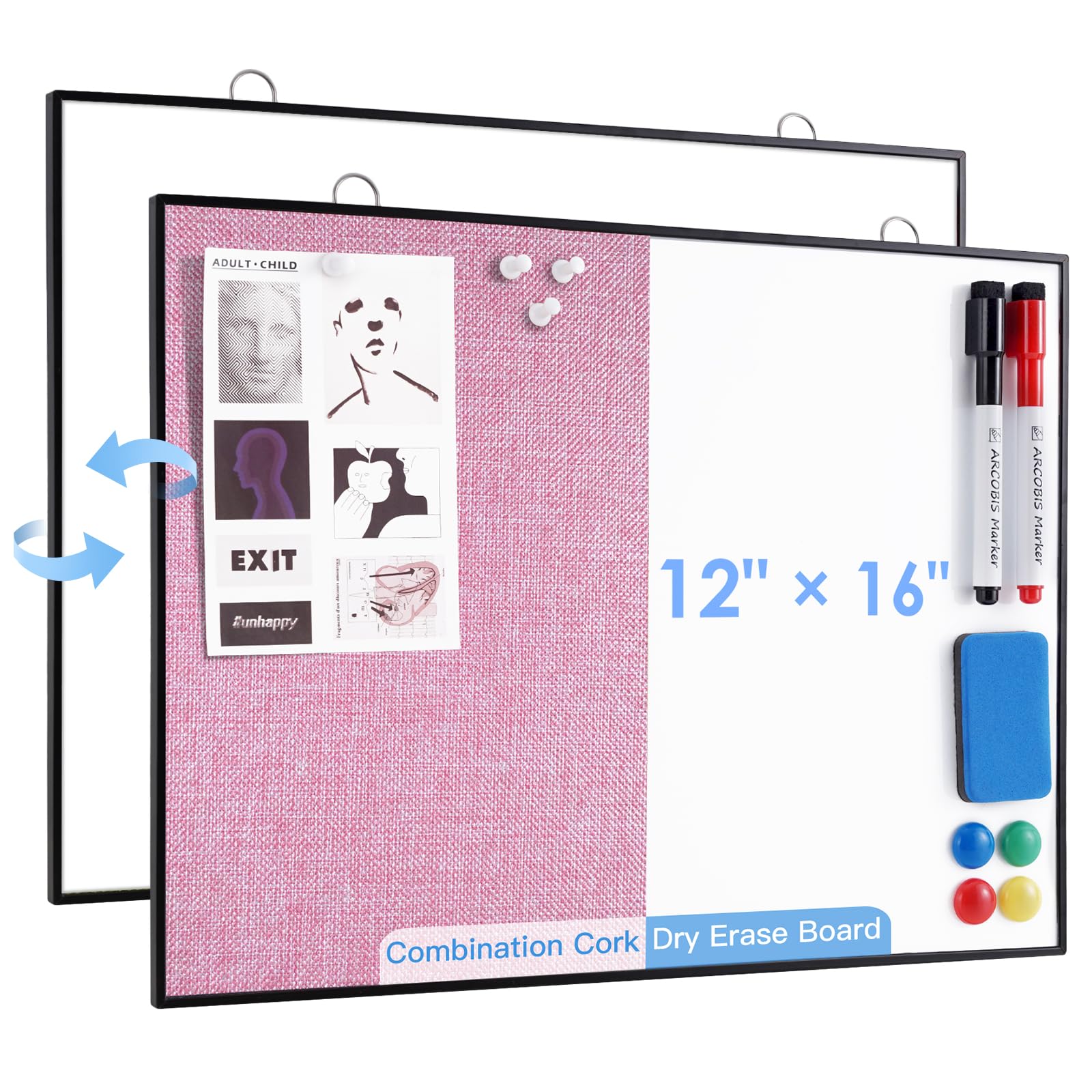 Amazon.com : ARCOBIS Dry Erase Linen Board, 12"X16" Small Cork Board ...
