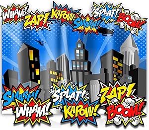 Bigtime Signs Fondo de superhéroe XL con 6 accesorios de cabina de ...