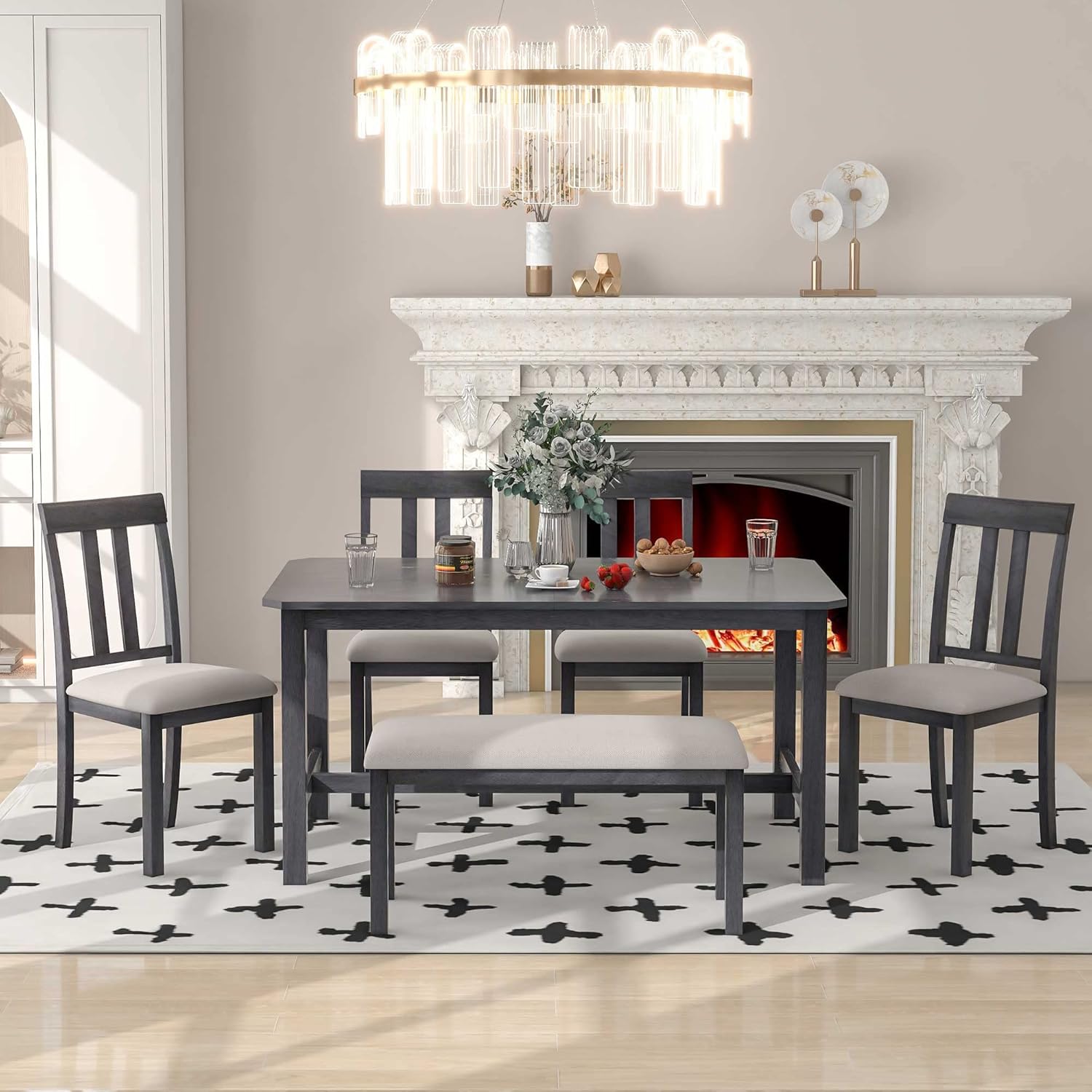 Amazon.com - Rubber Wood & MDF Boards 6 Piece Kitchen and Dining Room ...