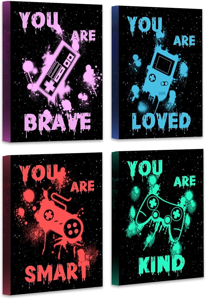 Amazon.com: Drsoum Gamer Room Decor for Boys Gaming Wall Art Printed ...