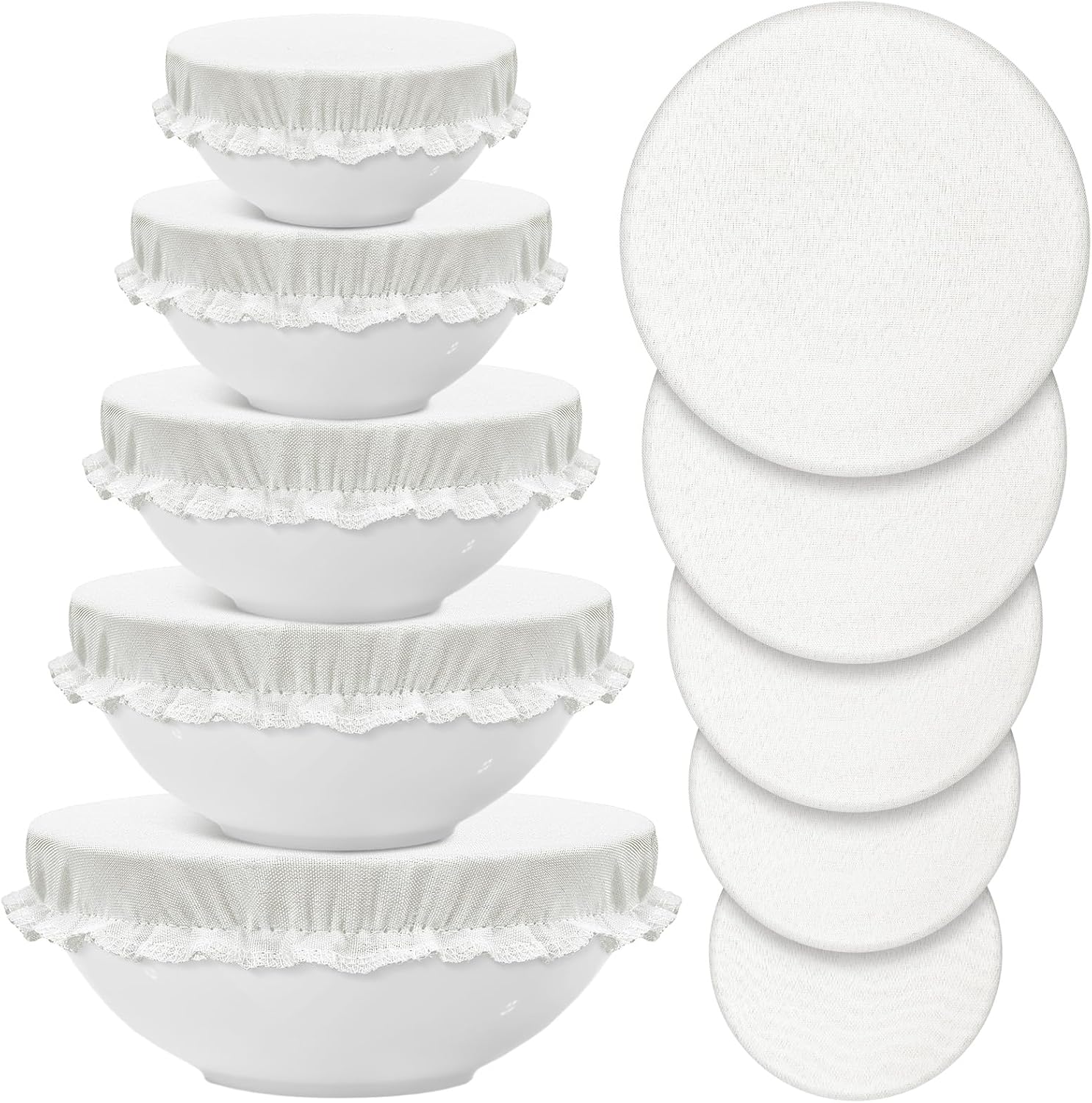 Amazon.com: Patelai 10 Pcs Bowl Covers Reusable in 5 Size Stretch Cloth ...