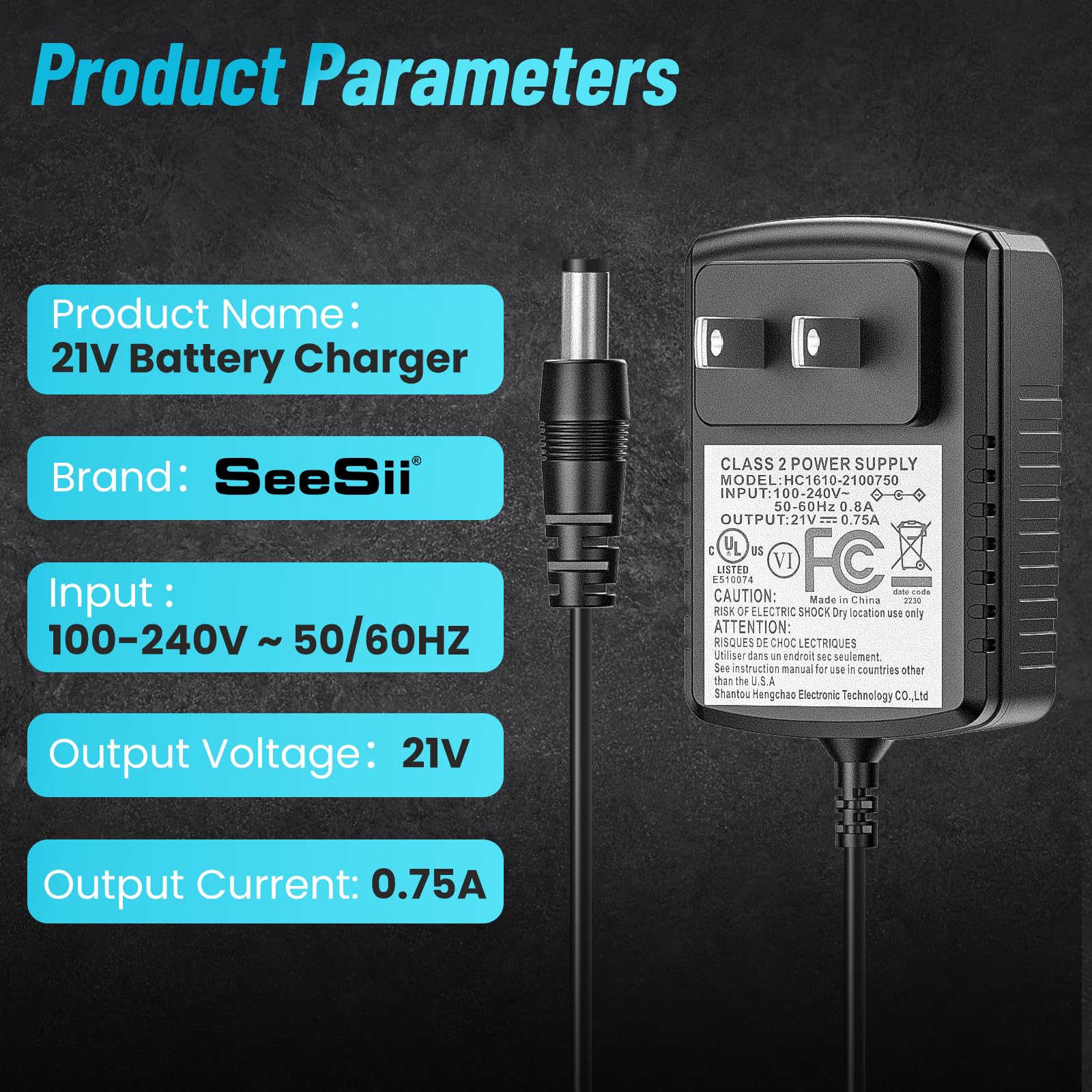 Snapklik.com : SEESII Lithium Battery Charger,21V 075A Battery Adapter ...