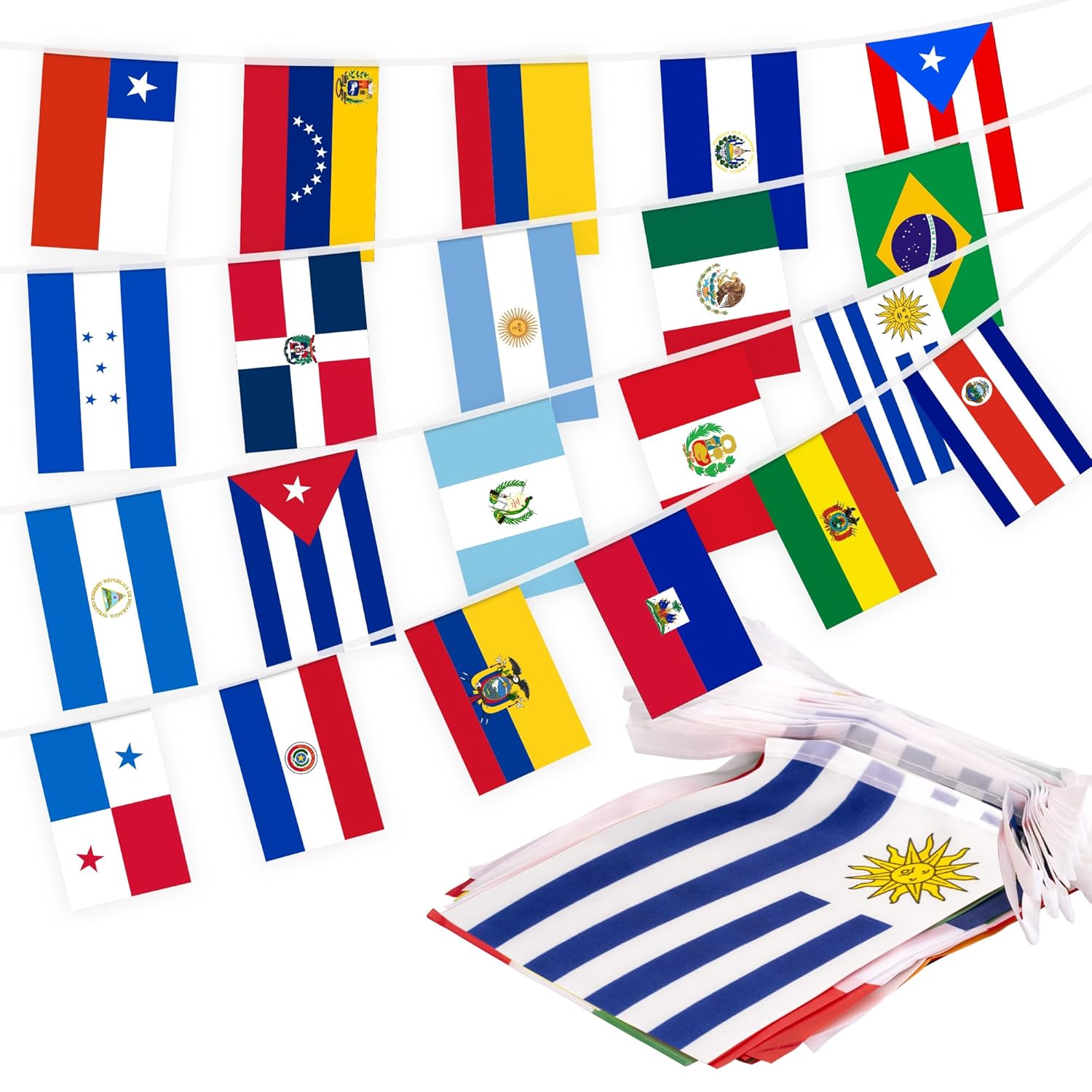 Bandera de cadena de 21 países de América Latina, banderín de ...