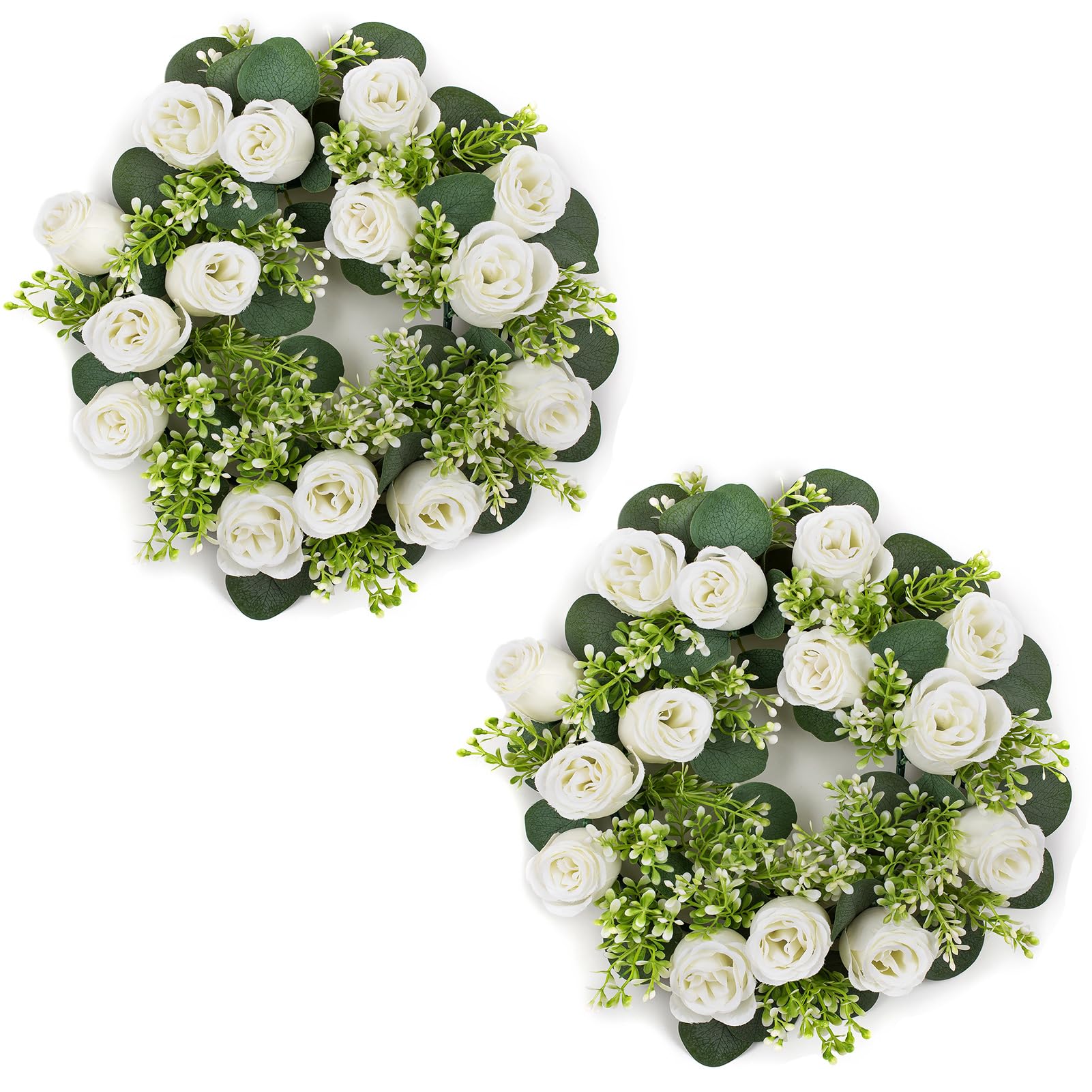 Amazon.com: NUPTIO Artificial Flowers Candle Rings - 2 Pcs 14 inch Diam ...