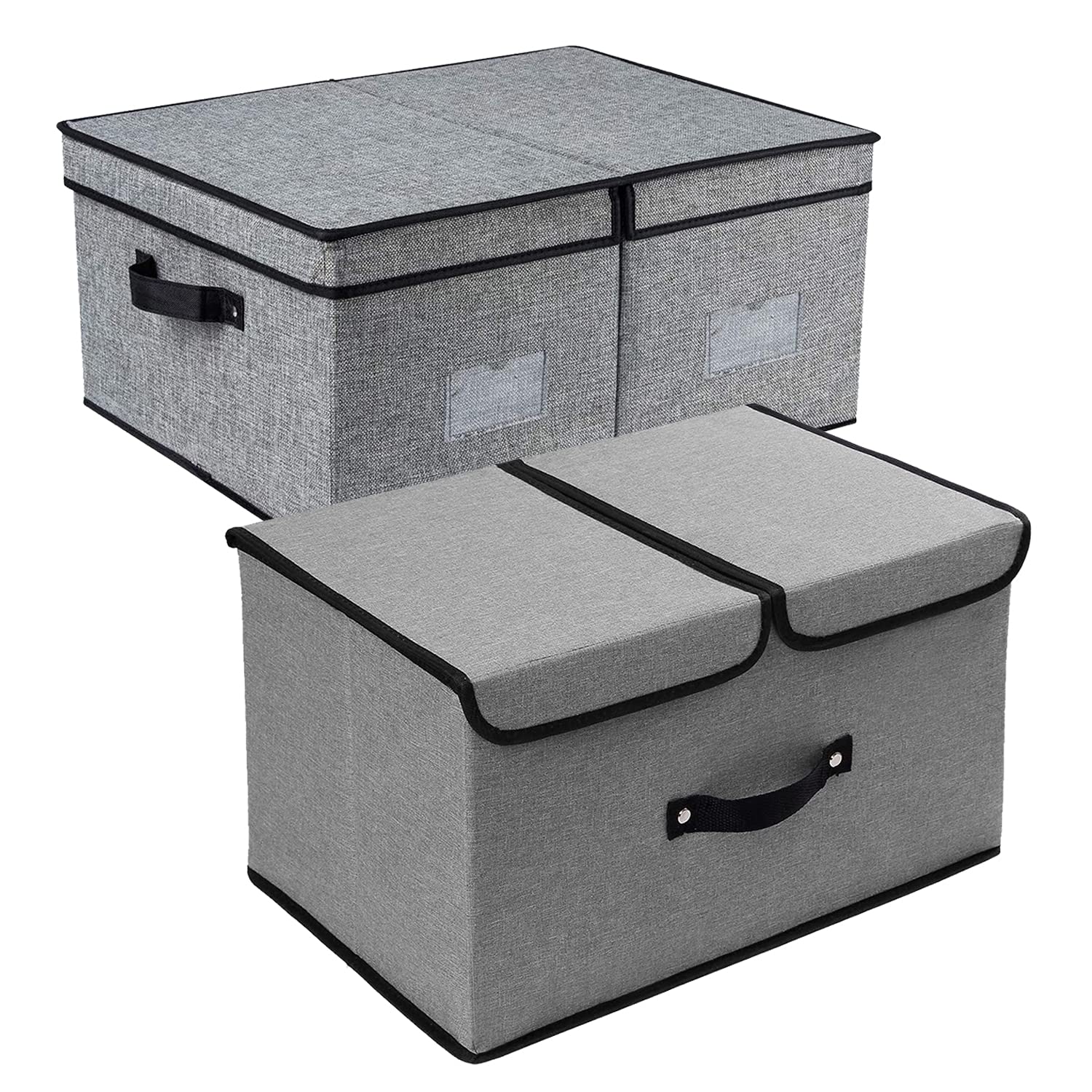 DOUBLE R BAGS Foldable Storage Boxes with Lid Closet Bins for Shelves ...