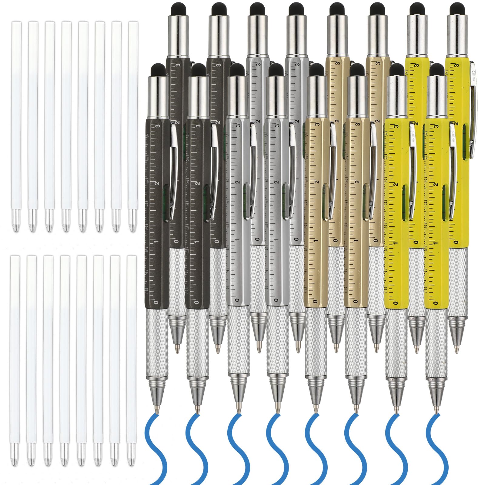 Amazon.com : Lragvtbk 16 Pcs Blue Ink Multi Tool Tech Pen Gift Pen for ...