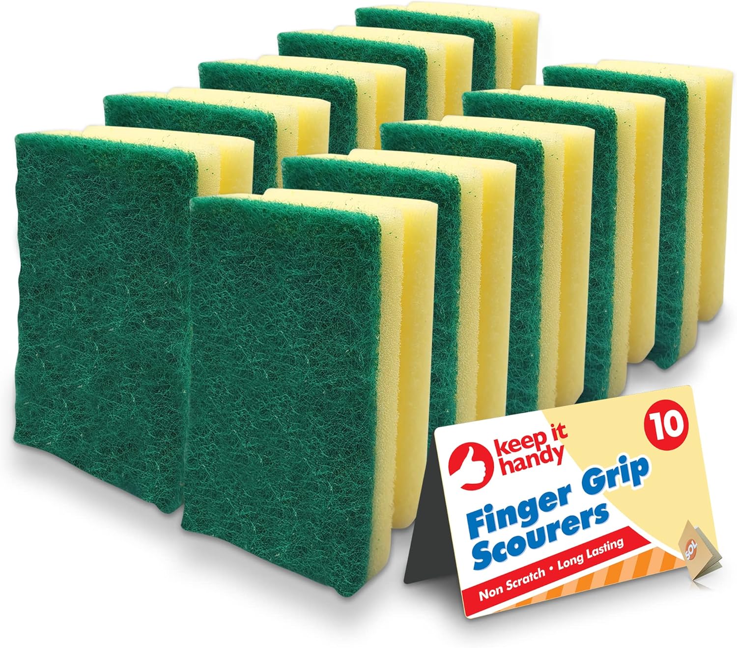 SOL 10pk Finger Grip Scourers, Heavy Duty Kitchen Sponges Washing Up ...