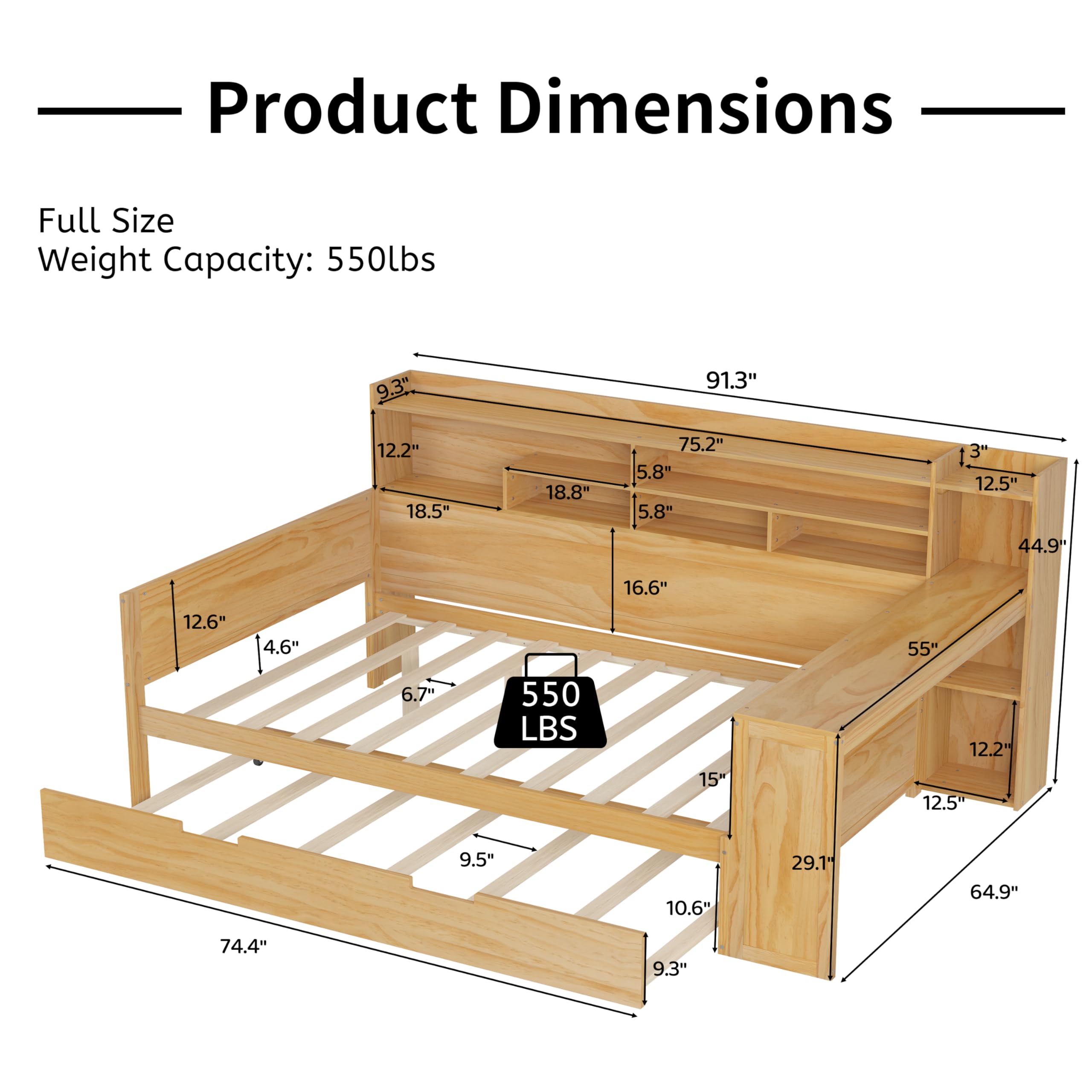 Snapklik.com : Bellemave Full Corner Bed Frame, Full Size Corner Bed