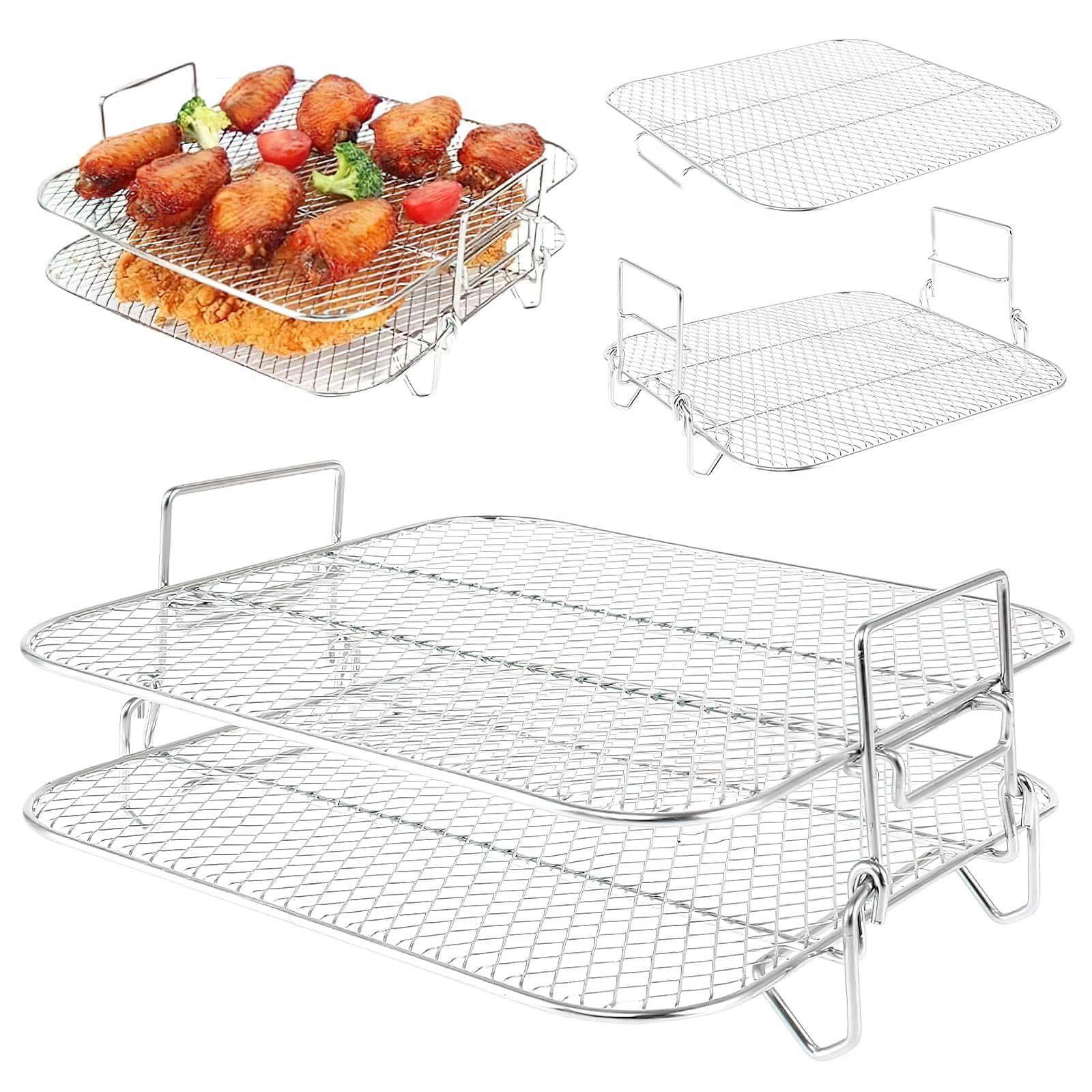 Air Fryer Rack, 304 Stainless Steel Air Fryer Double Layer Rack Air ...