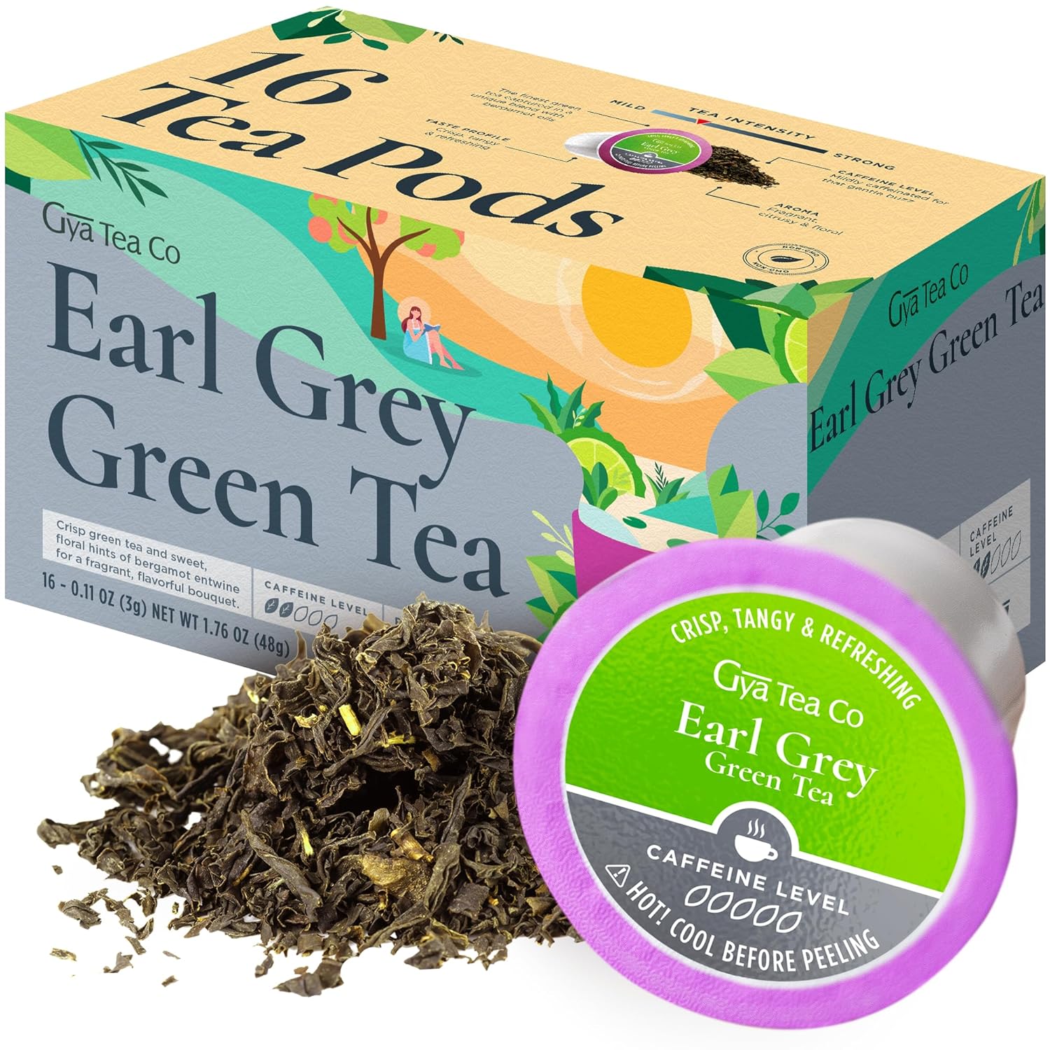 Amazon.com : Gya Tea Co Earl Grey Green Tea Pod (16 ct) - Mildly ...