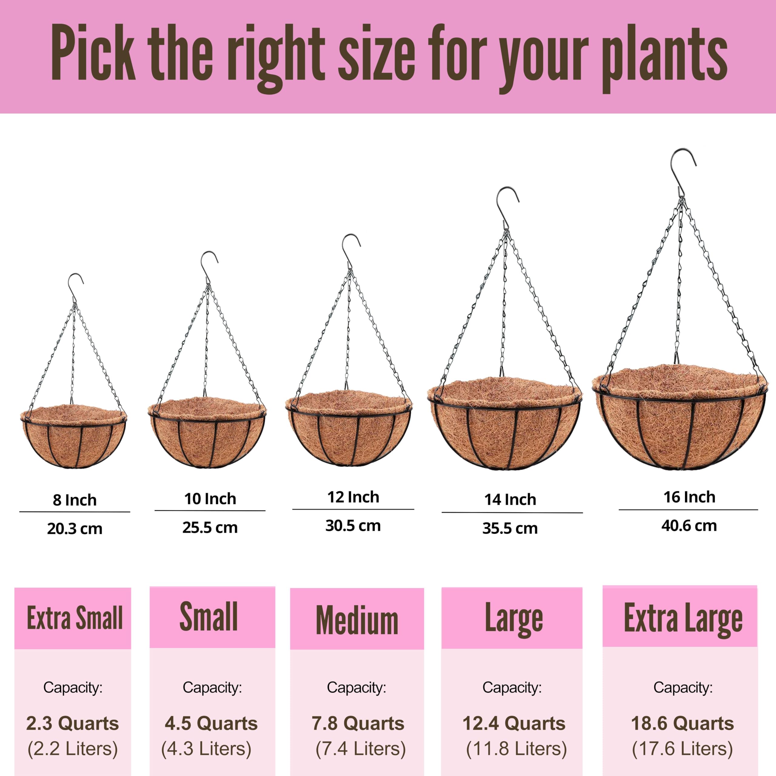 LaLaGreen Hanging Planters with Coco Liners (3 Pack, 12 Inch) Hanging ...