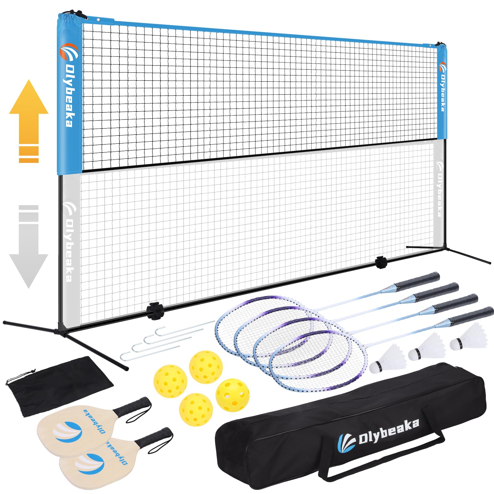 Olybeaka Portable All-in-One Badminton Pickleball and Kids' Volleyball ...