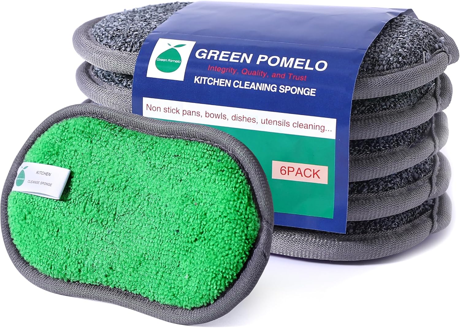 Amazon.com: 6 Pack Multi-Purpose Sponges Kitchen, Dual-Sided Microfiber Dish Sponges 3 Colors ...