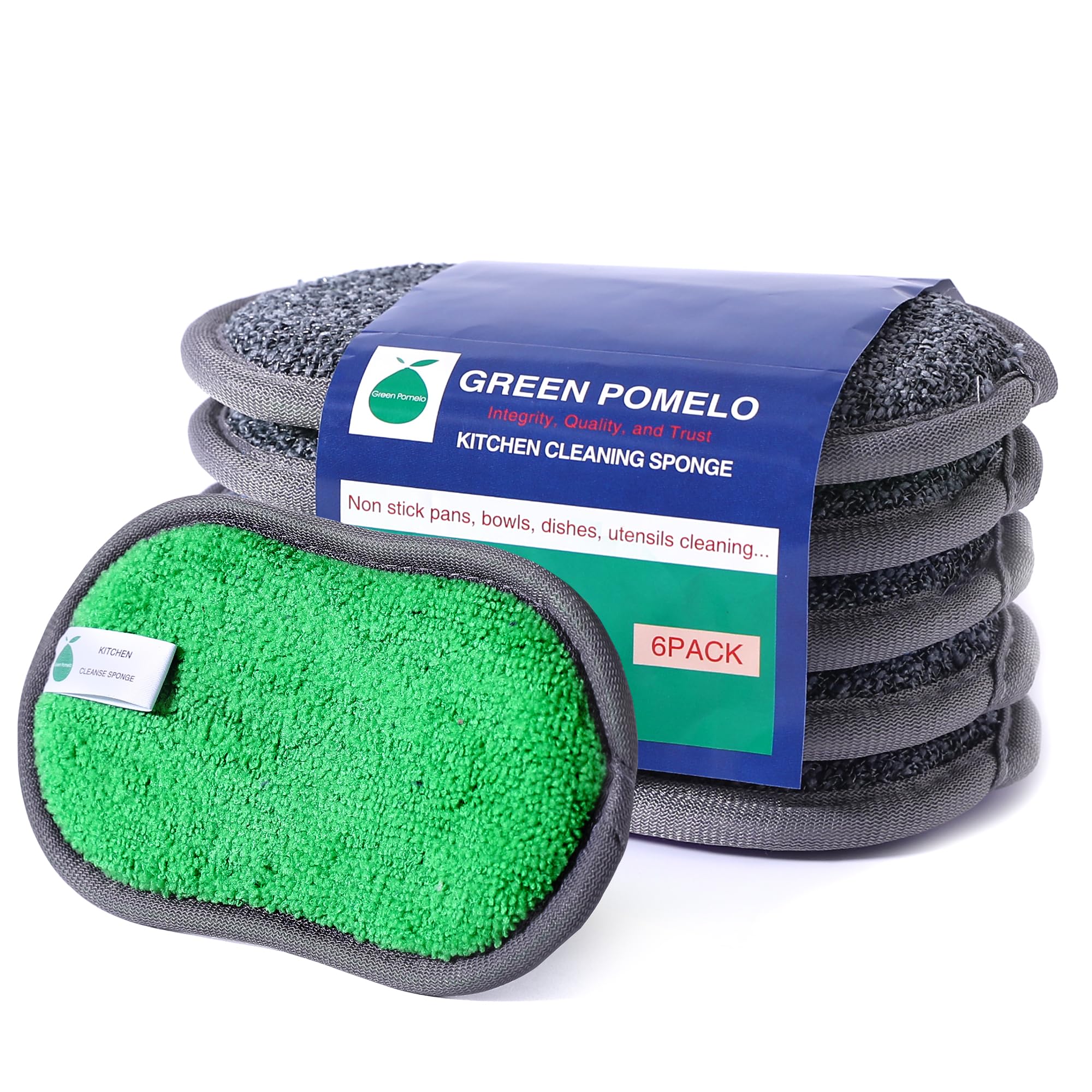 Amazon.com: 6 Pack Multi-Purpose Sponges Kitchen, Dual-Sided Microfiber ...