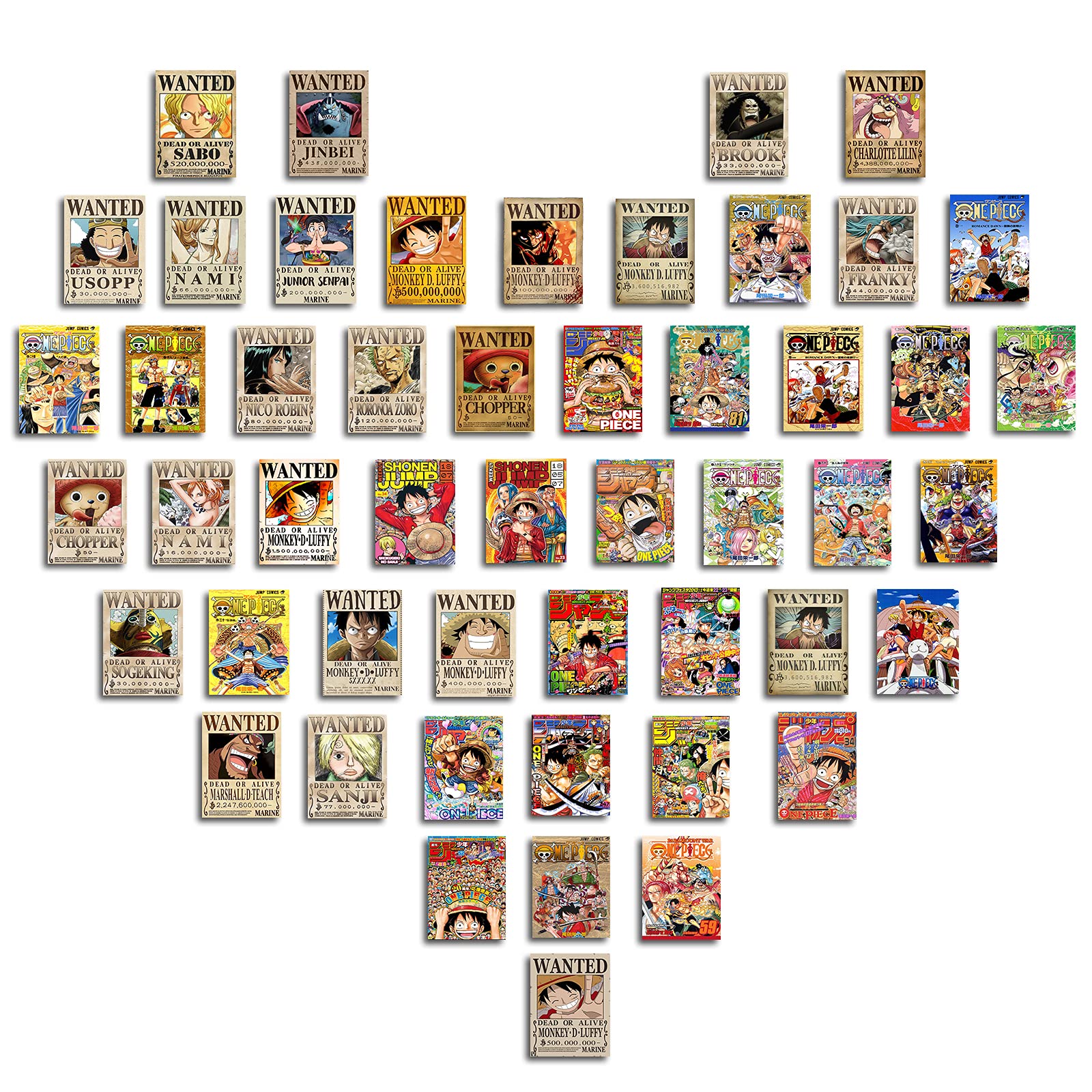 Buy 50pcs One Piece Mini s Pictures Aesthetic Wall Collage Kit Wall Art ...