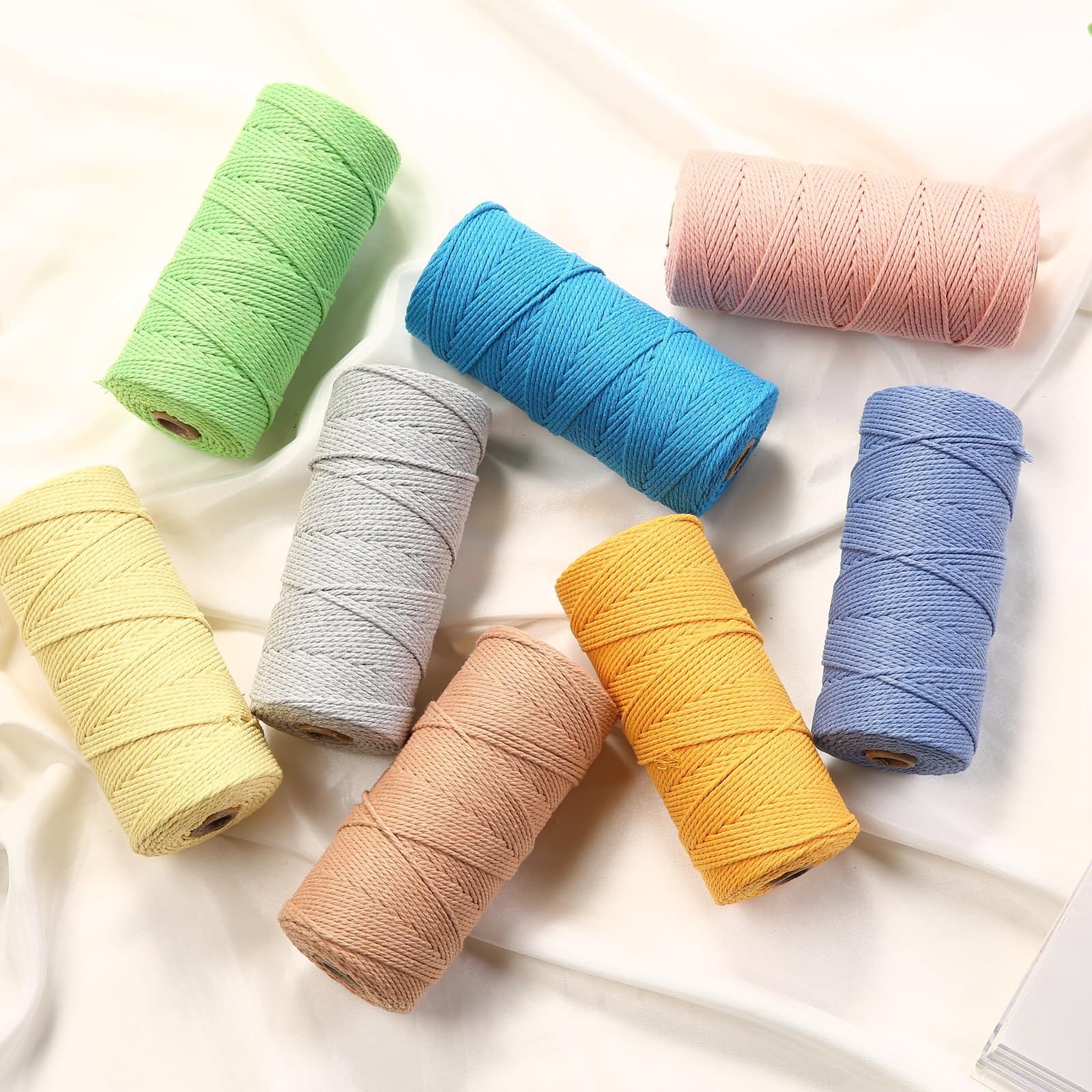 GOHOF Macrame Cord 2mm x 205m Premium Cotton Macrame Rope, 3 Strand ...