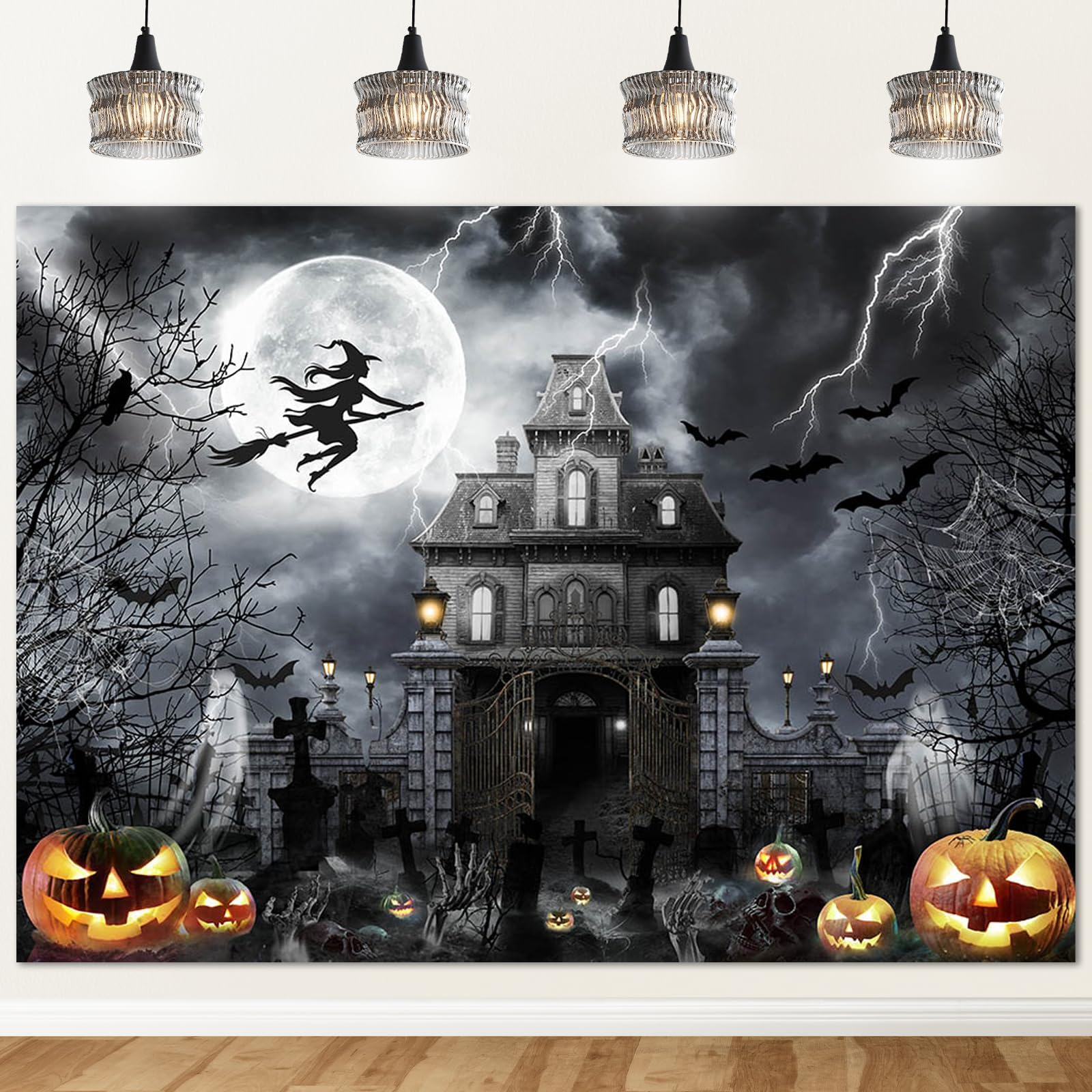 Amazon.com : SJOLOON Scary Halloween Backdrop Pumpkin Photo Background ...
