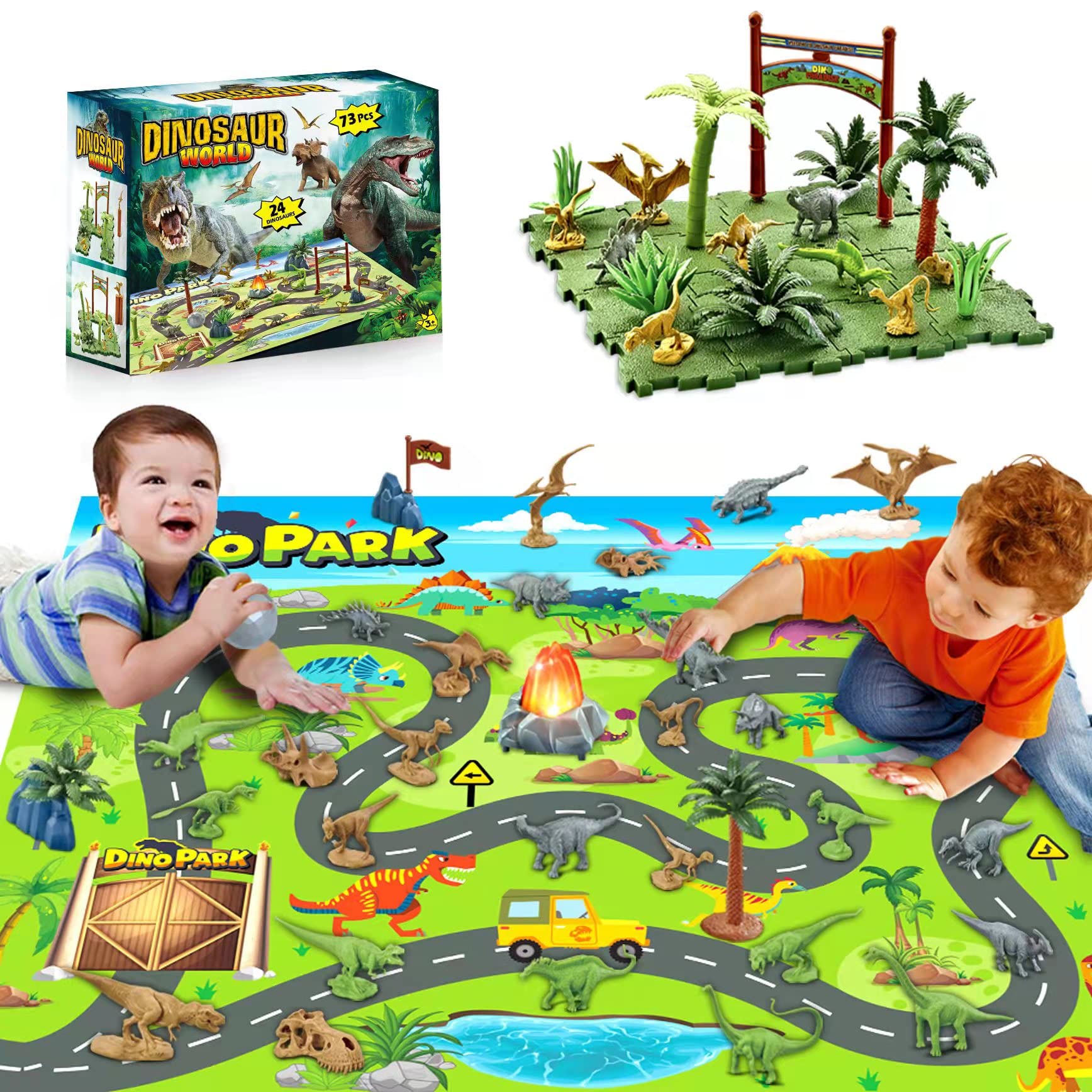 GW Dinosaur Play Set, Extra Large Dinosaur Mat,Realistic Dinosaur ...