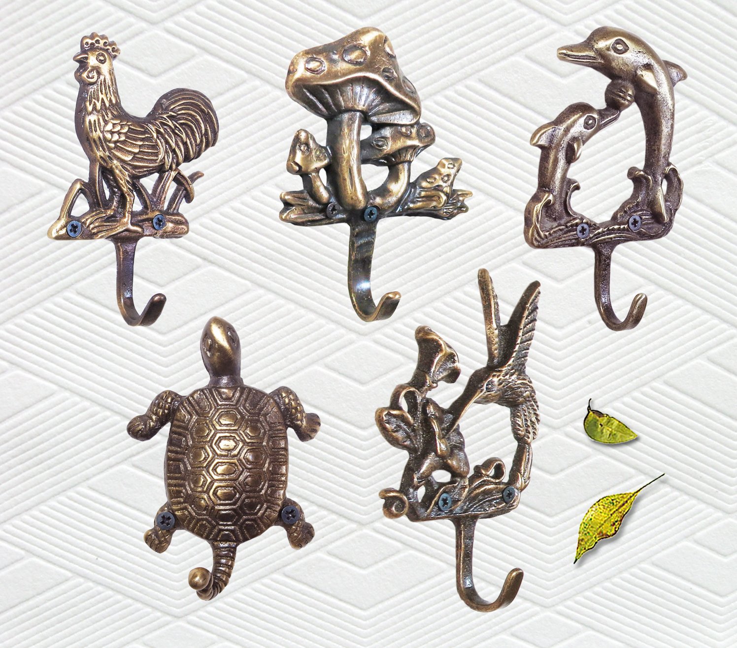 Amazon.com: Set of 5 Pieces/Decorative Brass Animal Wall Hook/Hanger ...