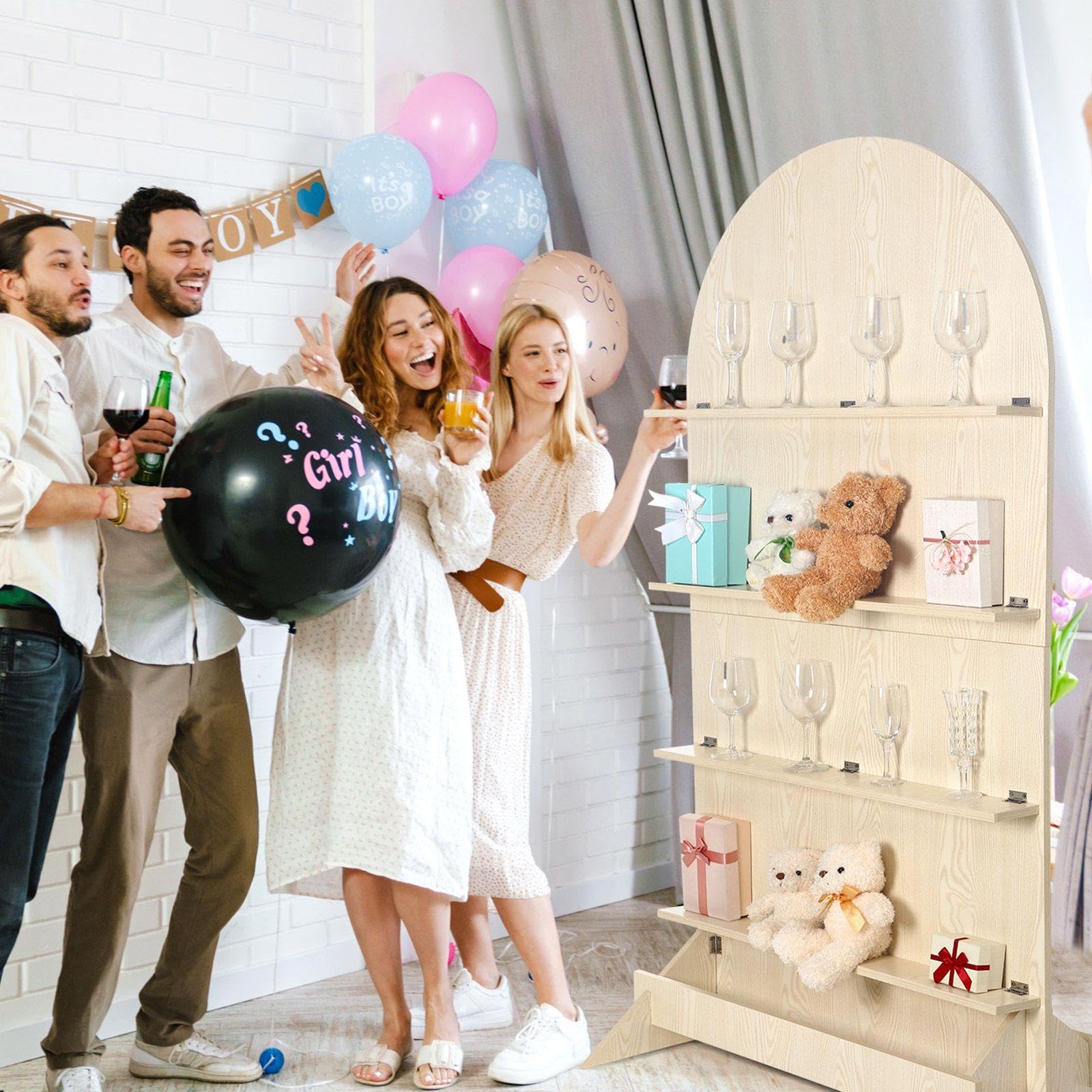 Snapklik.com : LOYIM 5.9 Ft Wooden Arch Party Display 4 Tier Champagne ...