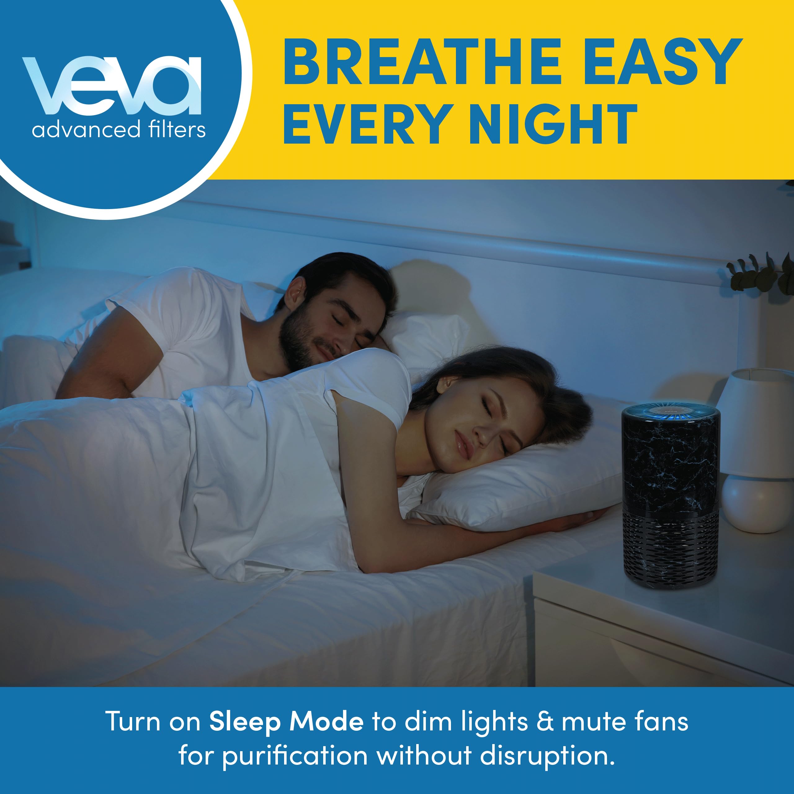 Veva Black Circular Air Purifier, Compact and Modern with UV-C Light ...