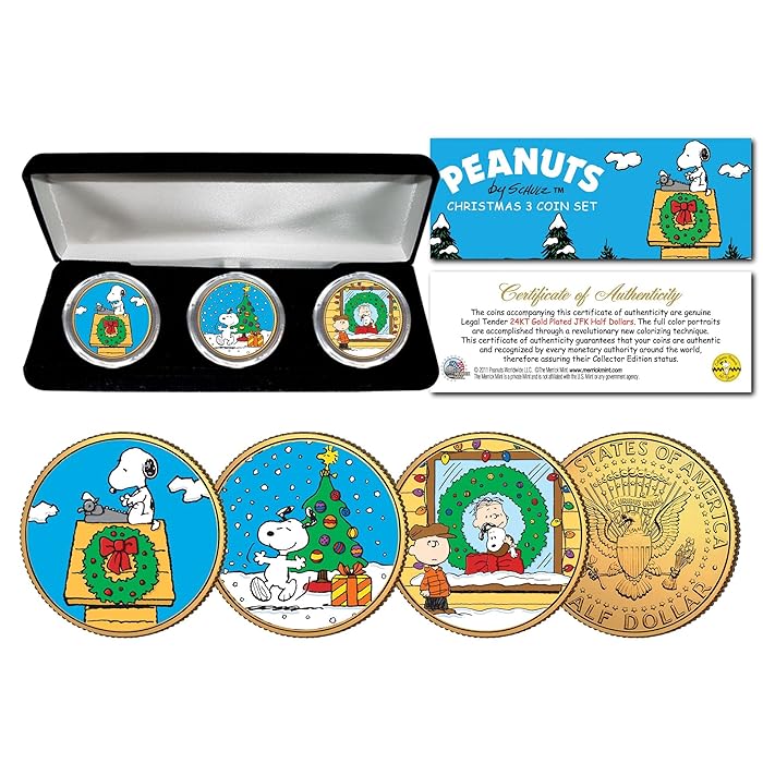 Buy Merrick Mint Peanuts Christmas Charlie Brown Snoopy 24K Gold JFK ...