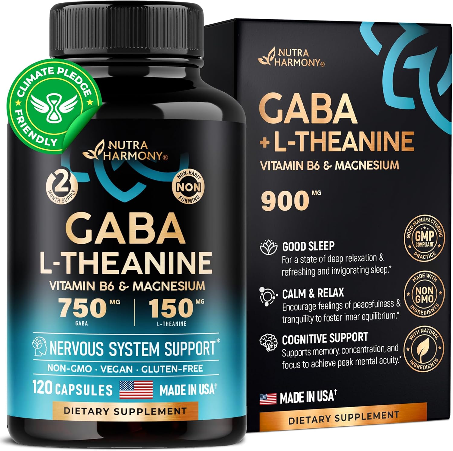 Amazon.com: GABA Supplements 900 mg | L-Theanine | Magnesium | Vitamin B6 - Natural Calm | Sleep ...