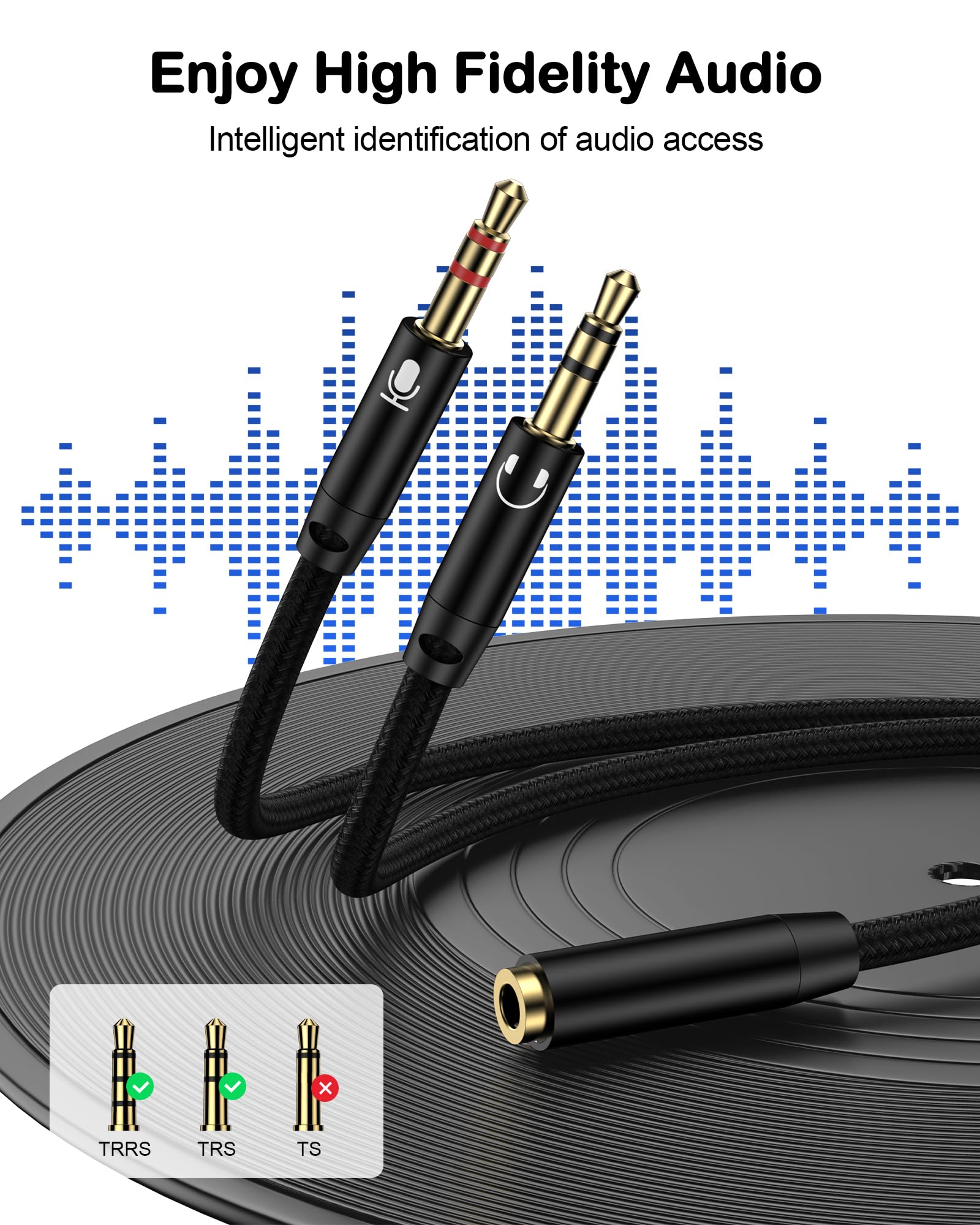 Snapklik.com : Headphone Mic Splitter For PC, Braided 3.5mm Female To 2 ...