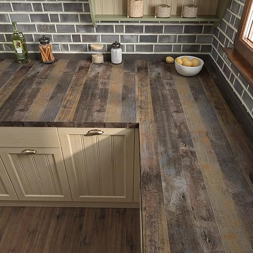 VaryPaper 15.7''x315'' Rustic Brown Wood Contact Paper for Walls ...