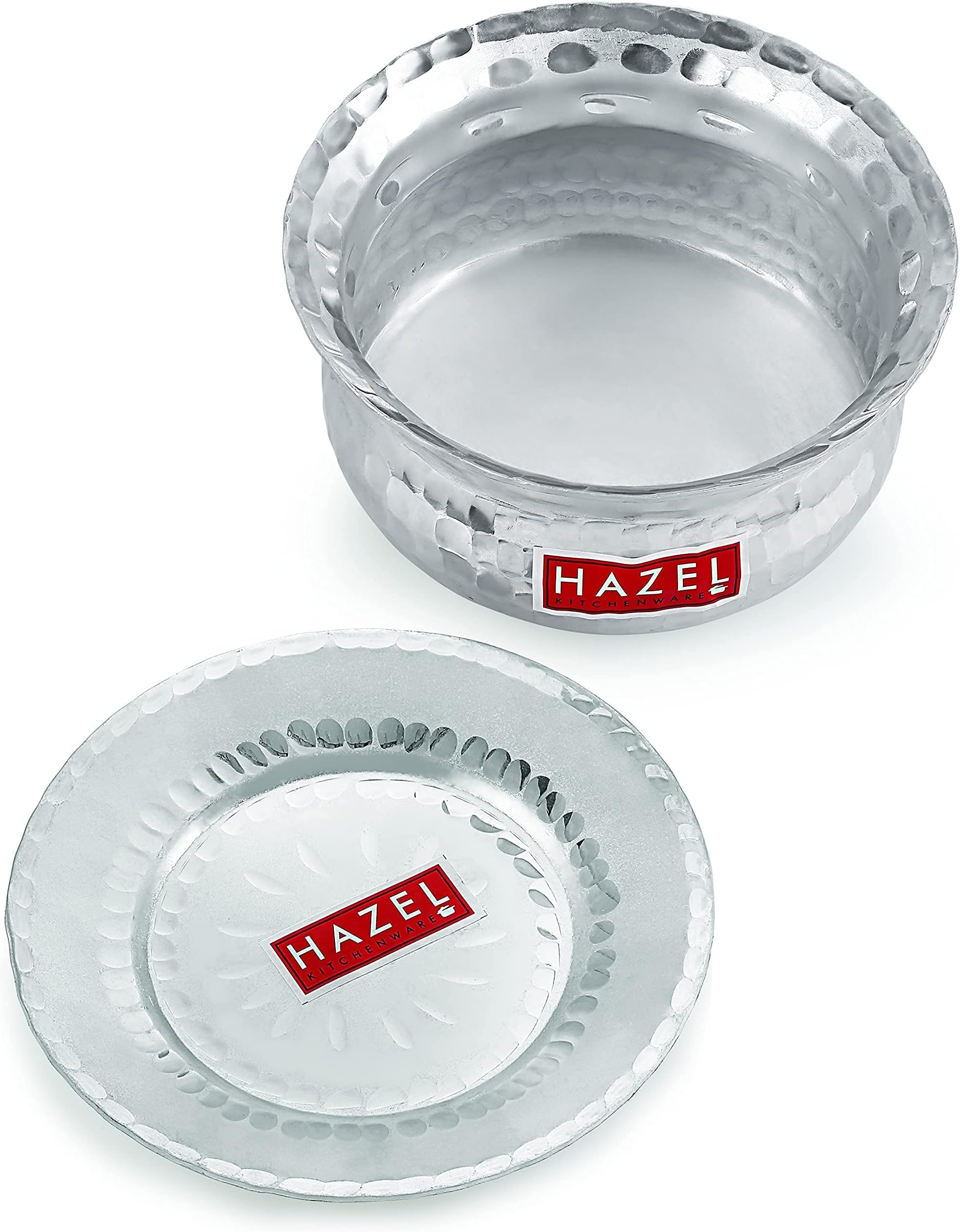 Buy HAZEL Aluminium Langdi Patila Pot with Lid Hammered Finish Round ...