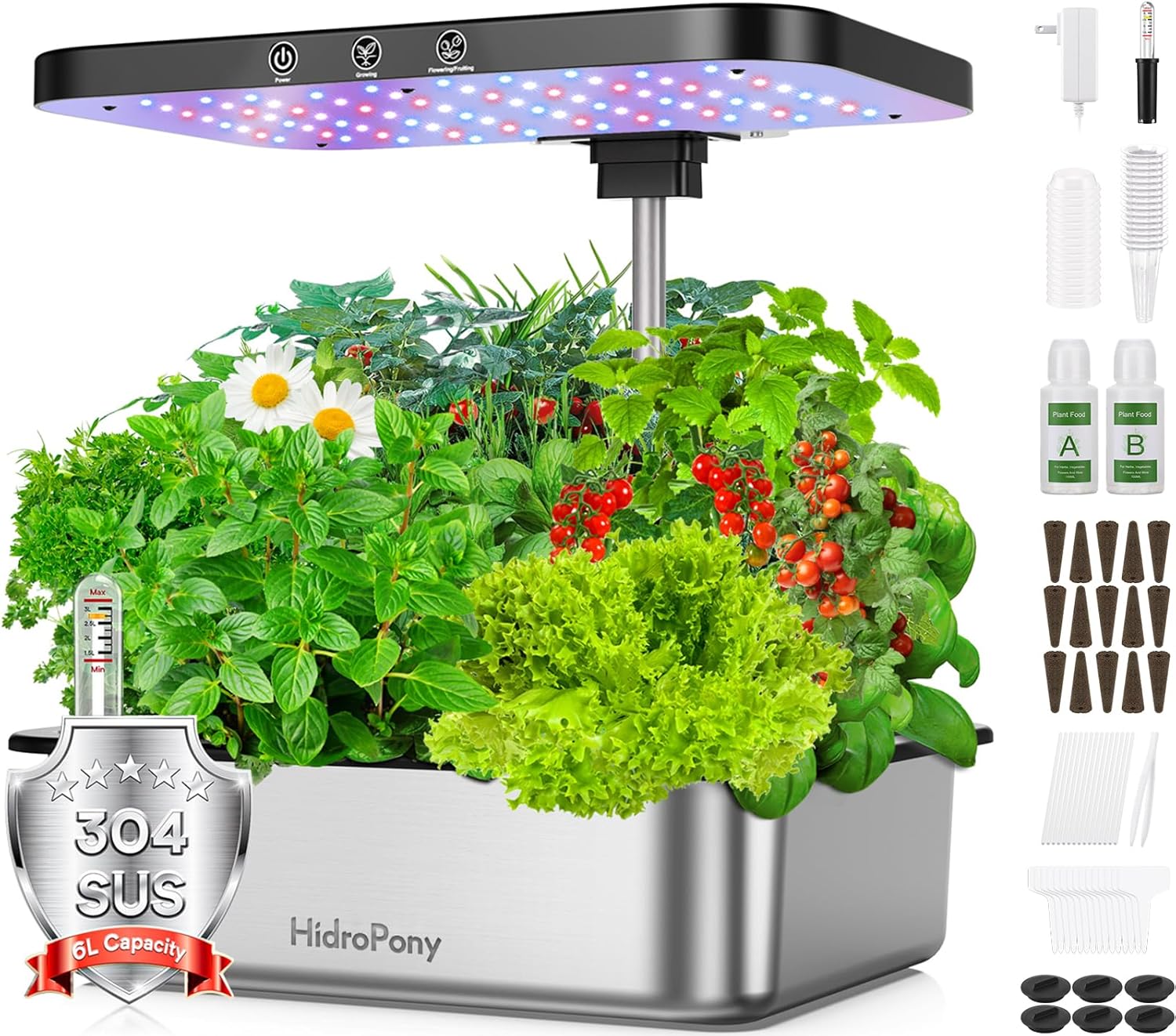 Amazon.com: Hydroponics Growing System Herb Garden - HidroPony 15 Pods ...
