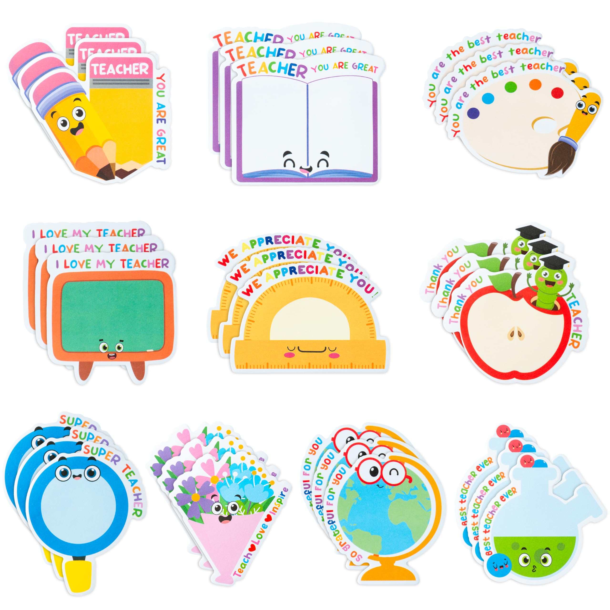 Snapklik.com : 30 Pack Teacher Sticky Notes - Notepads Book Pencil ...