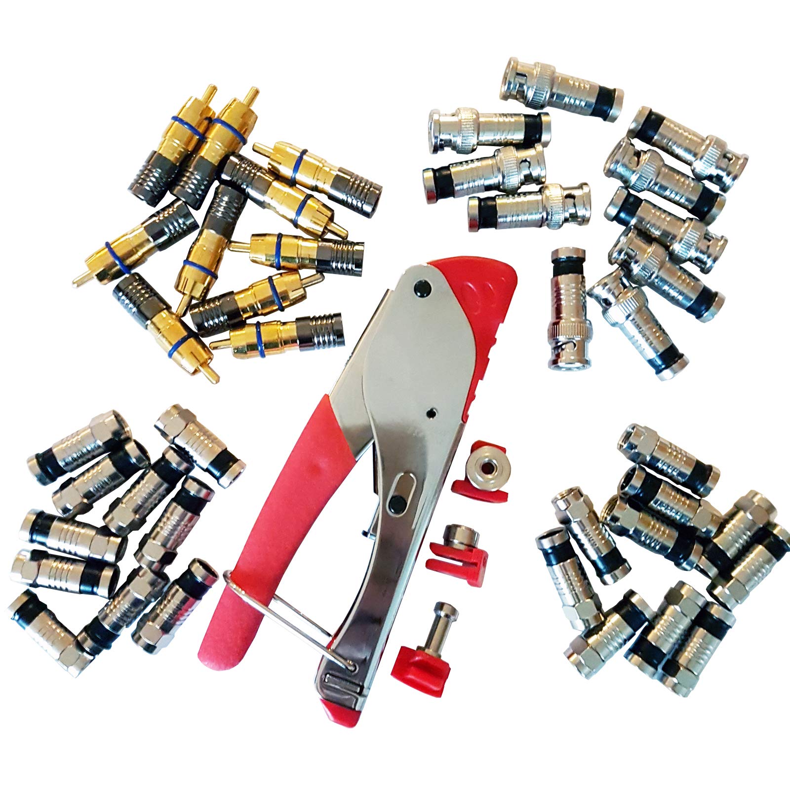 3 in 1 Coaxial Compression Crimp/Crimper/Crimping Kit -Tool & 40x ...