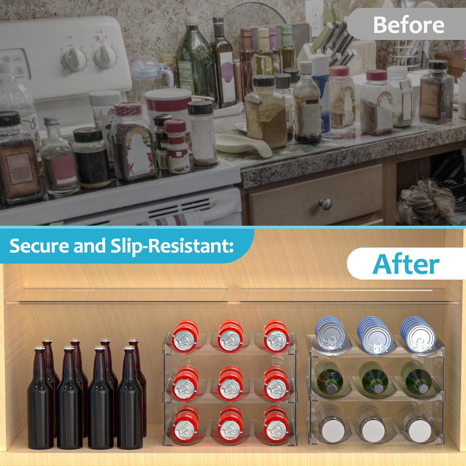 Snapklik.com : Water Bottle Organizer, Stackable 4 Pack Widen Cabinet ...