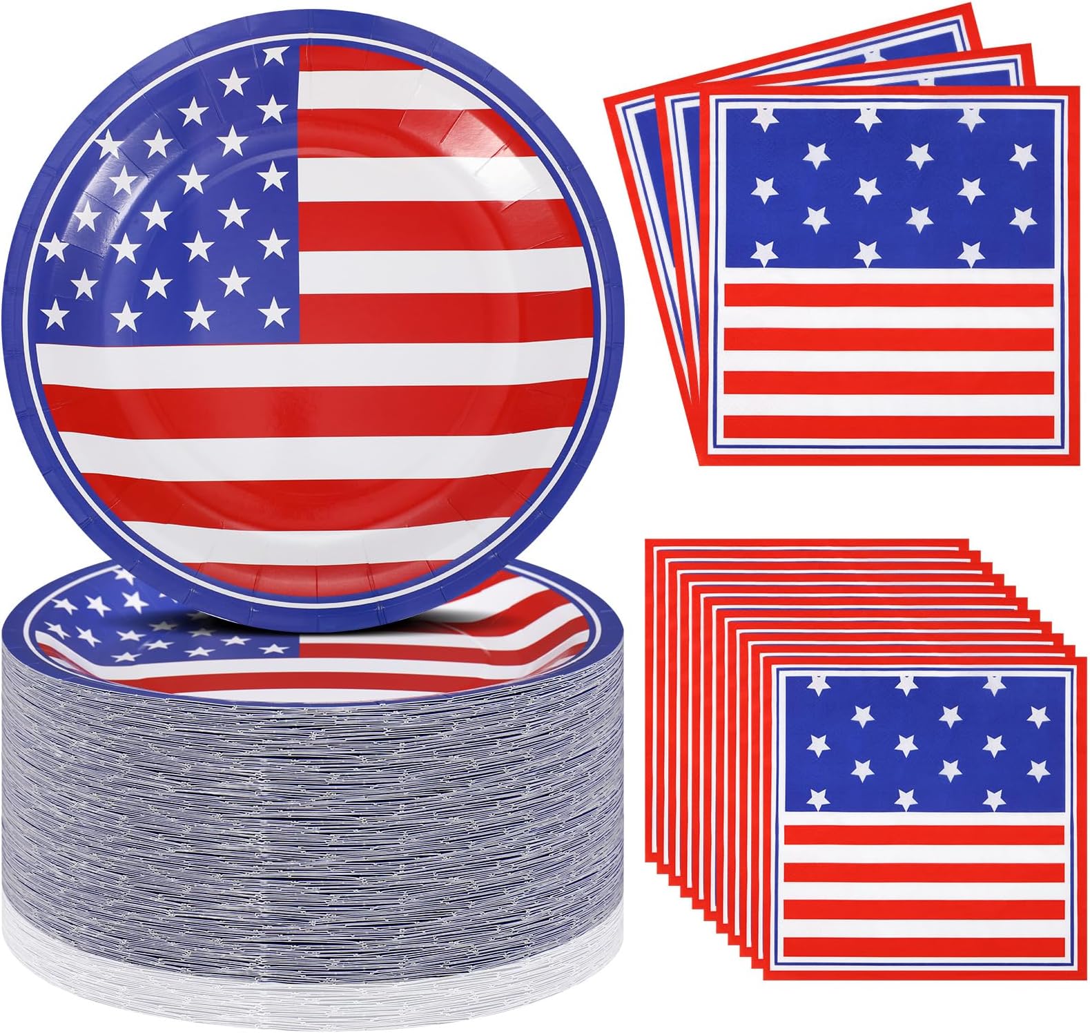 Amazon.com: American Flag Patriotic Party Supplies Serves 50 Disposable ...