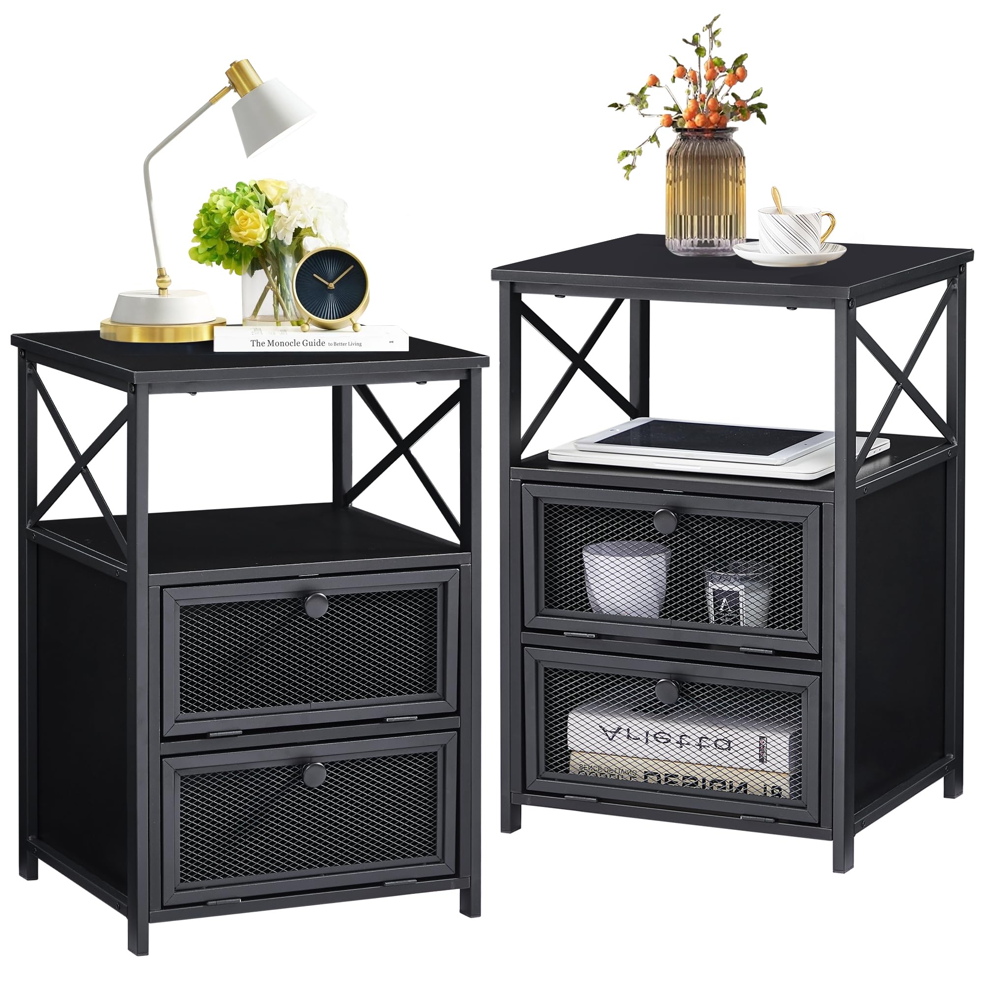 Amazon.com: VECELO Modern Night Stand, End Side Table with Storage ...