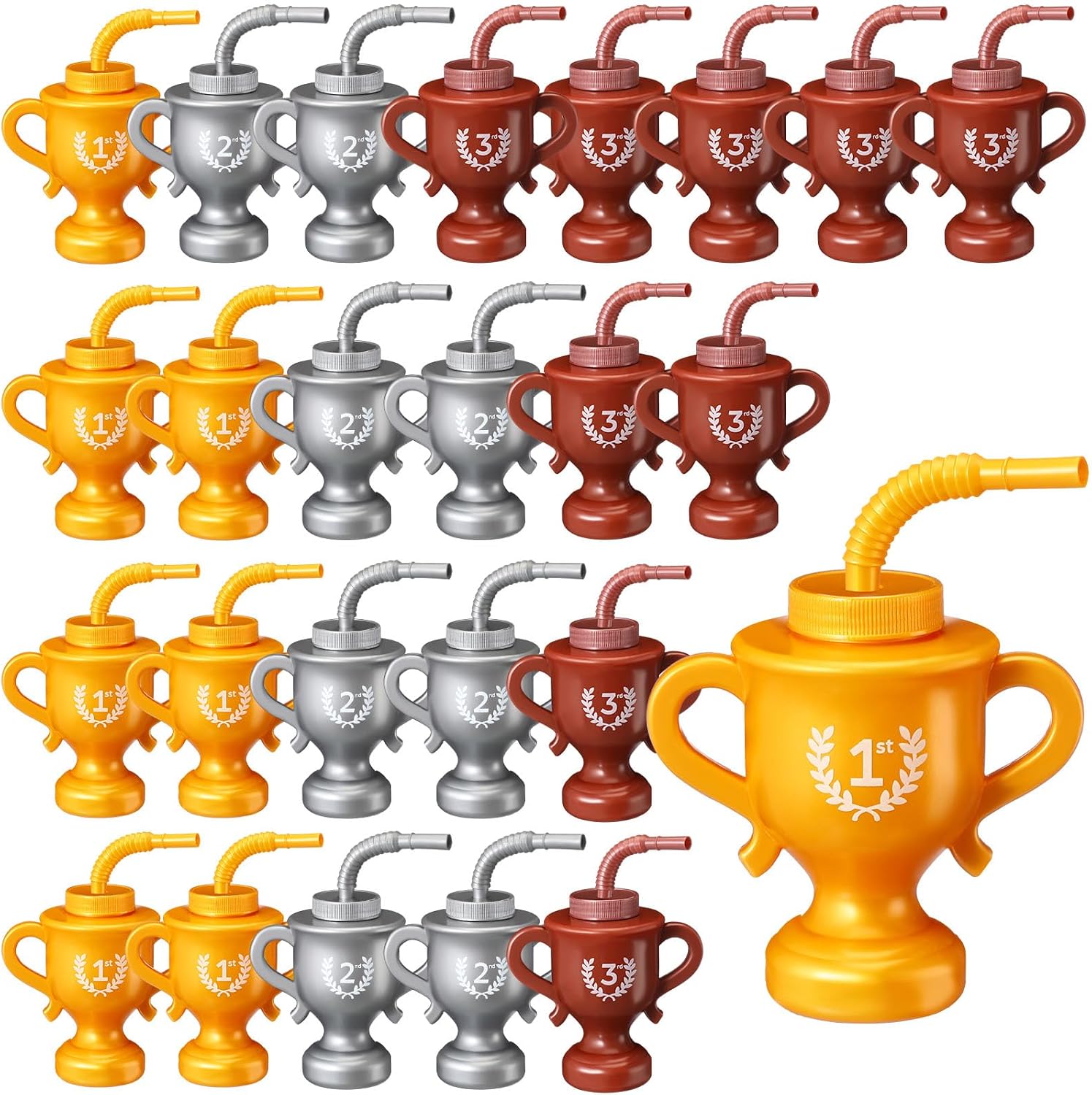 Amazon.com: Zubebe 24 Pieces Award Trophy Cups with Straws and Lids ...