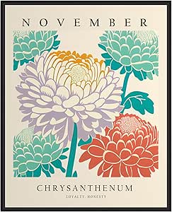 Amazon.com: November Flower Month Art Print, Birth Month Poster Wall ...