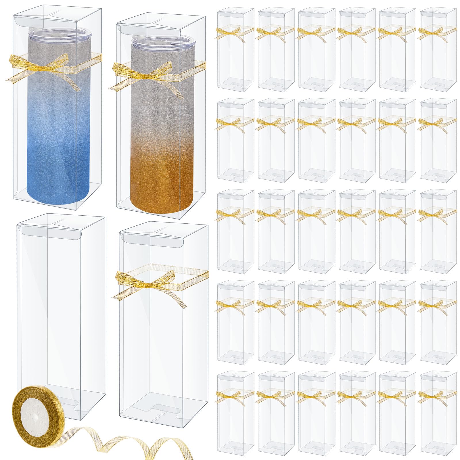 Amazon.com: Beeveer 50 Pcs Mug Gift Boxes Clear Tumblers Packaging Box ...