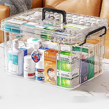 Medicine Storage Box, Household First Aid Organiser, Double Layers ...