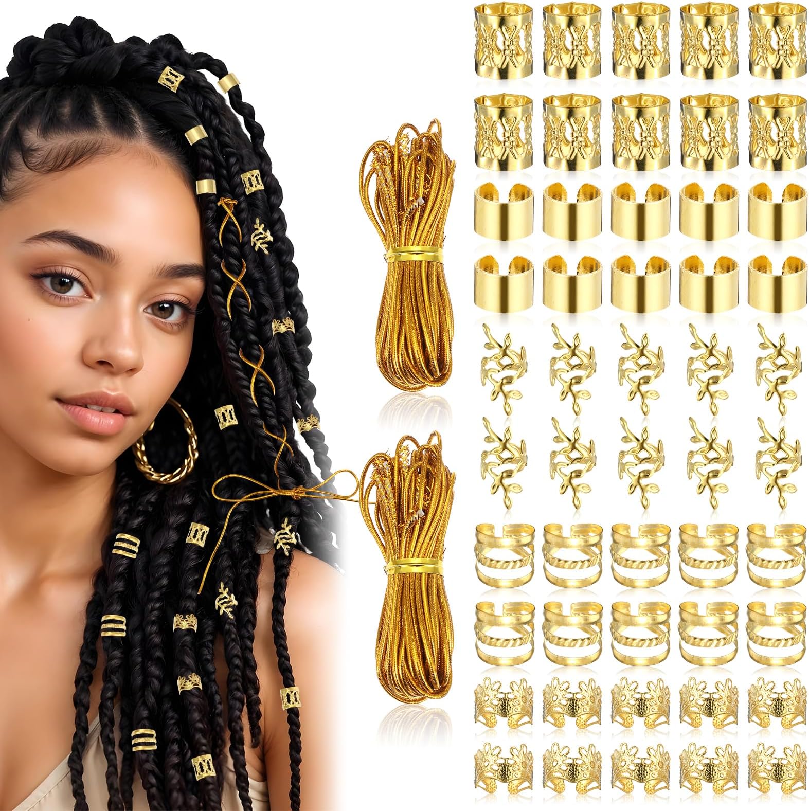 Amazon.com : Qingchuang Hair Jewelry for Braids 44 Pcs Natural Colored ...