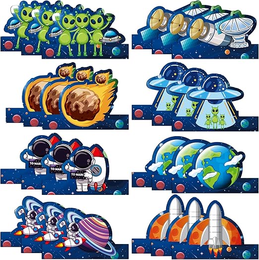 Amazon.com: 24 Pcs Space Birthday Party Hats for Kids, Space Headbands ...
