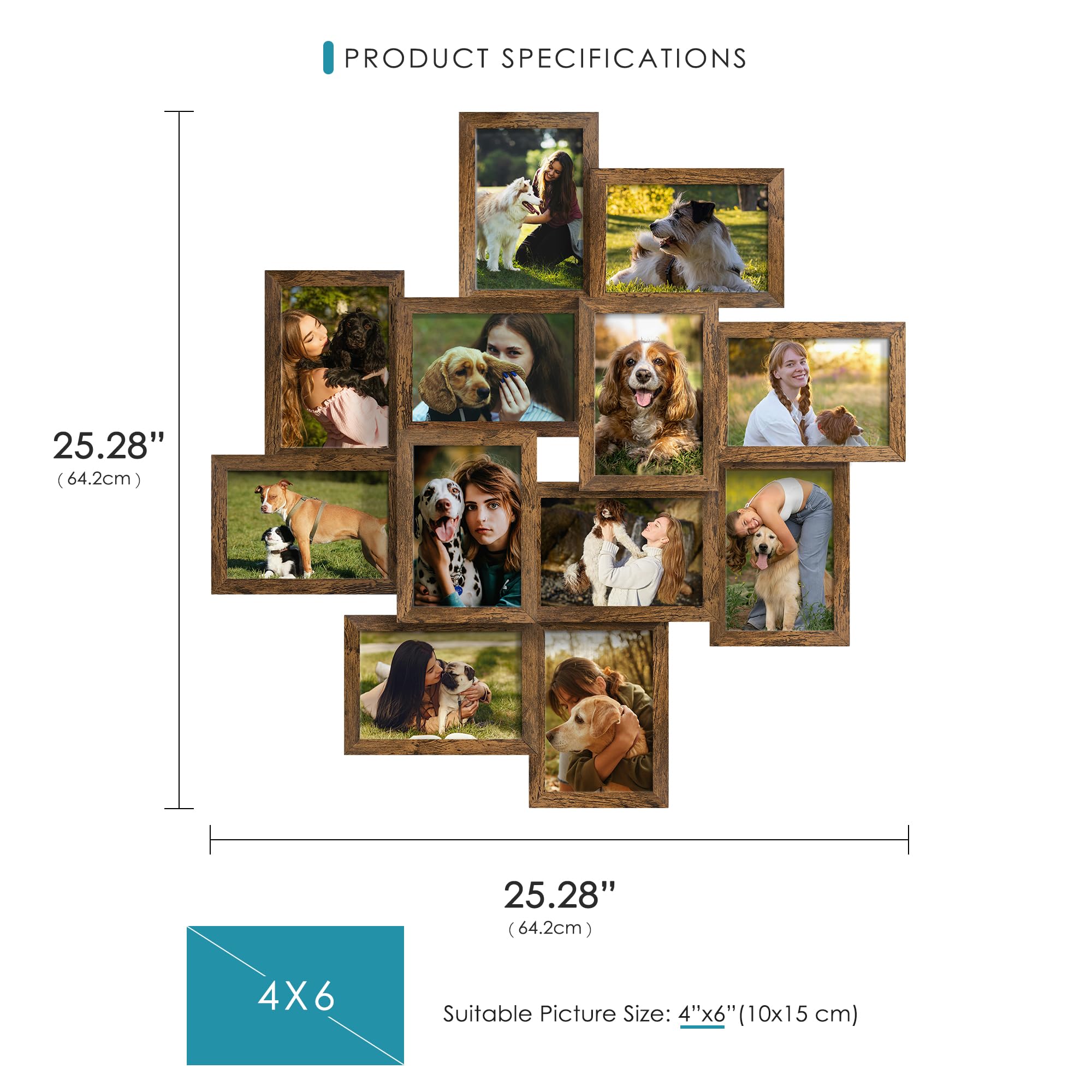 Snapklik.com : DUENPY 4x6 Collage Picture Frames, 12-Pack Solid Wood ...