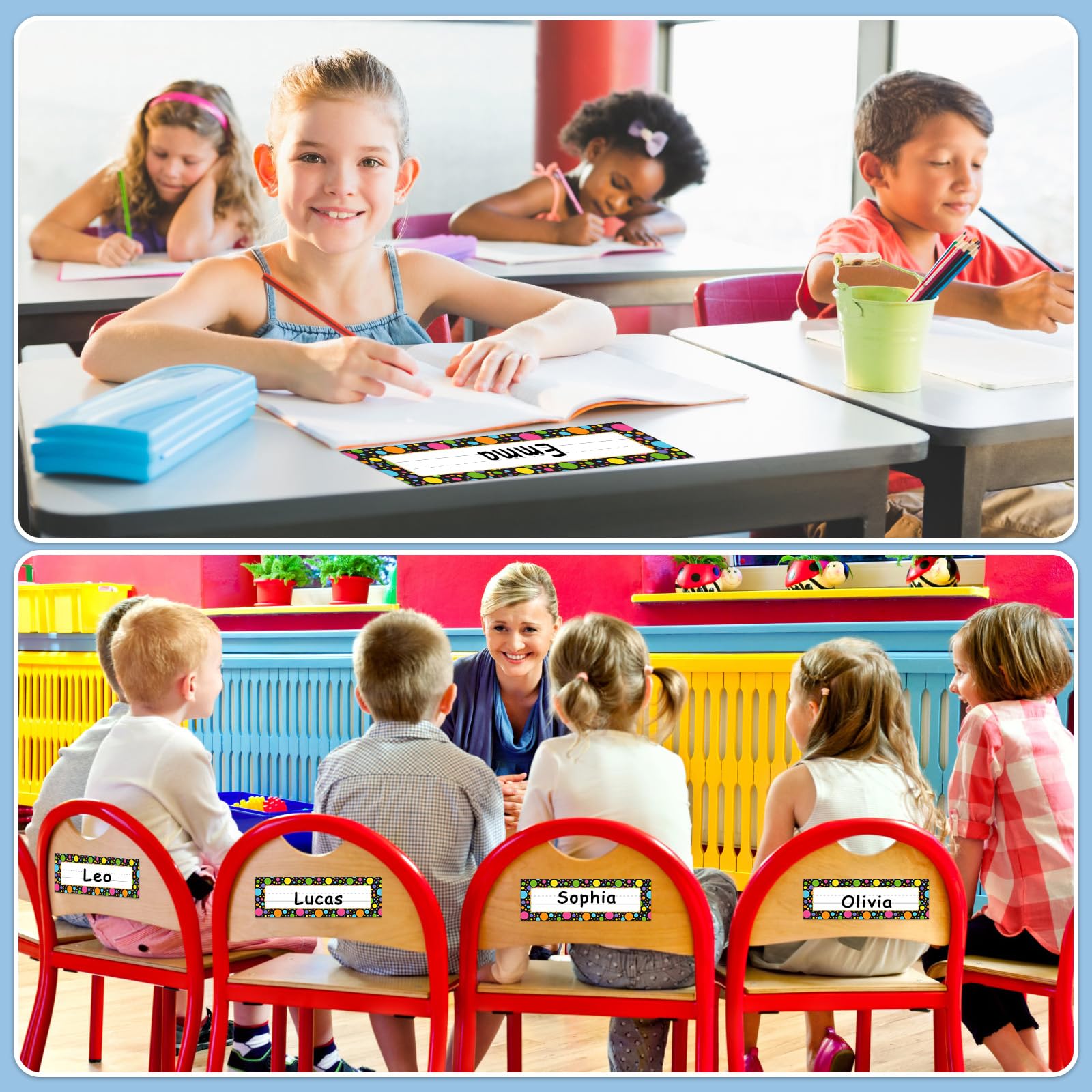 Snapklik.com : Name Tags For Classroom Desks - 36Pcs Watercolor Dots ...