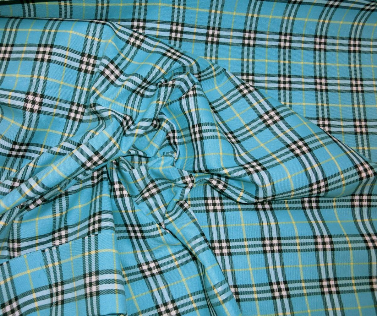 Amazon.com: Turquoise Plaid Tartan Cotton Fabric 44" W : Arts, Crafts ...