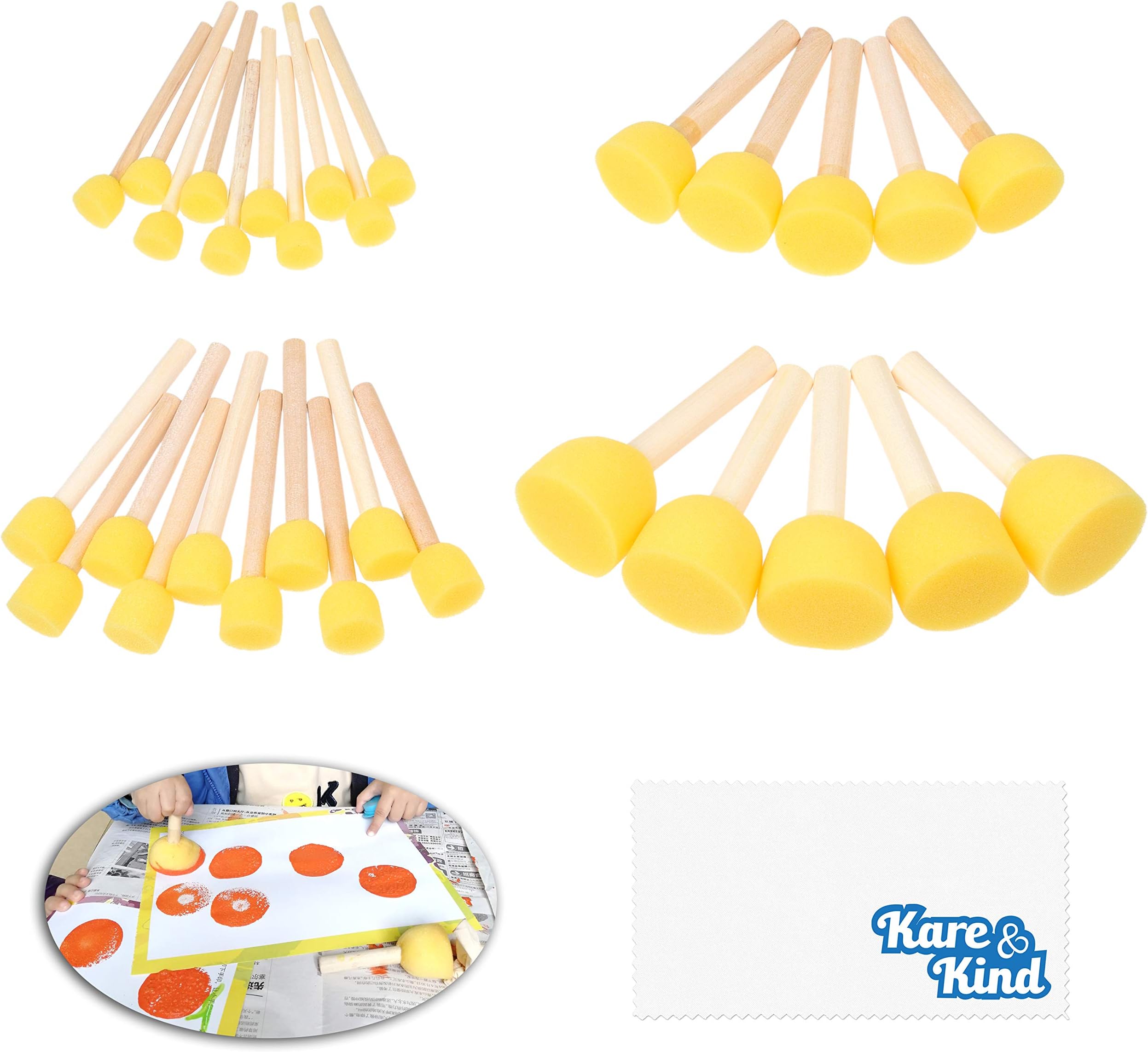 Kare & Kind 30 pcs Round Sponges Brush Set - Painting Tools - For DIY ...