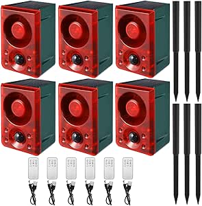 Amazon.com : Qualirey 6 Pcs Solar Outdoor Motion Sensor Alarm with Stake Gunshot Sound Dog ...
